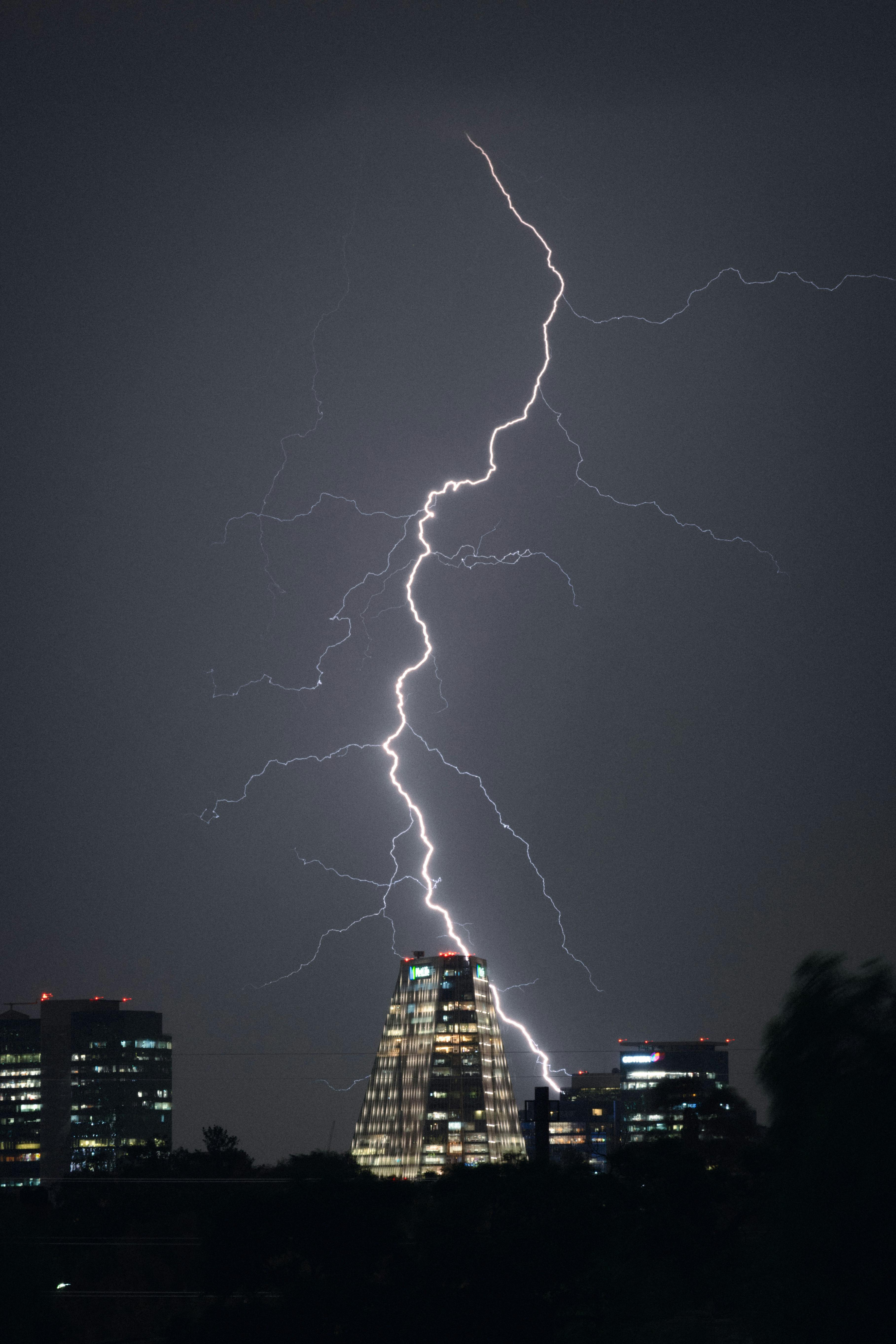 Lighting Hitting in Skyscraper · Free Stock Photo