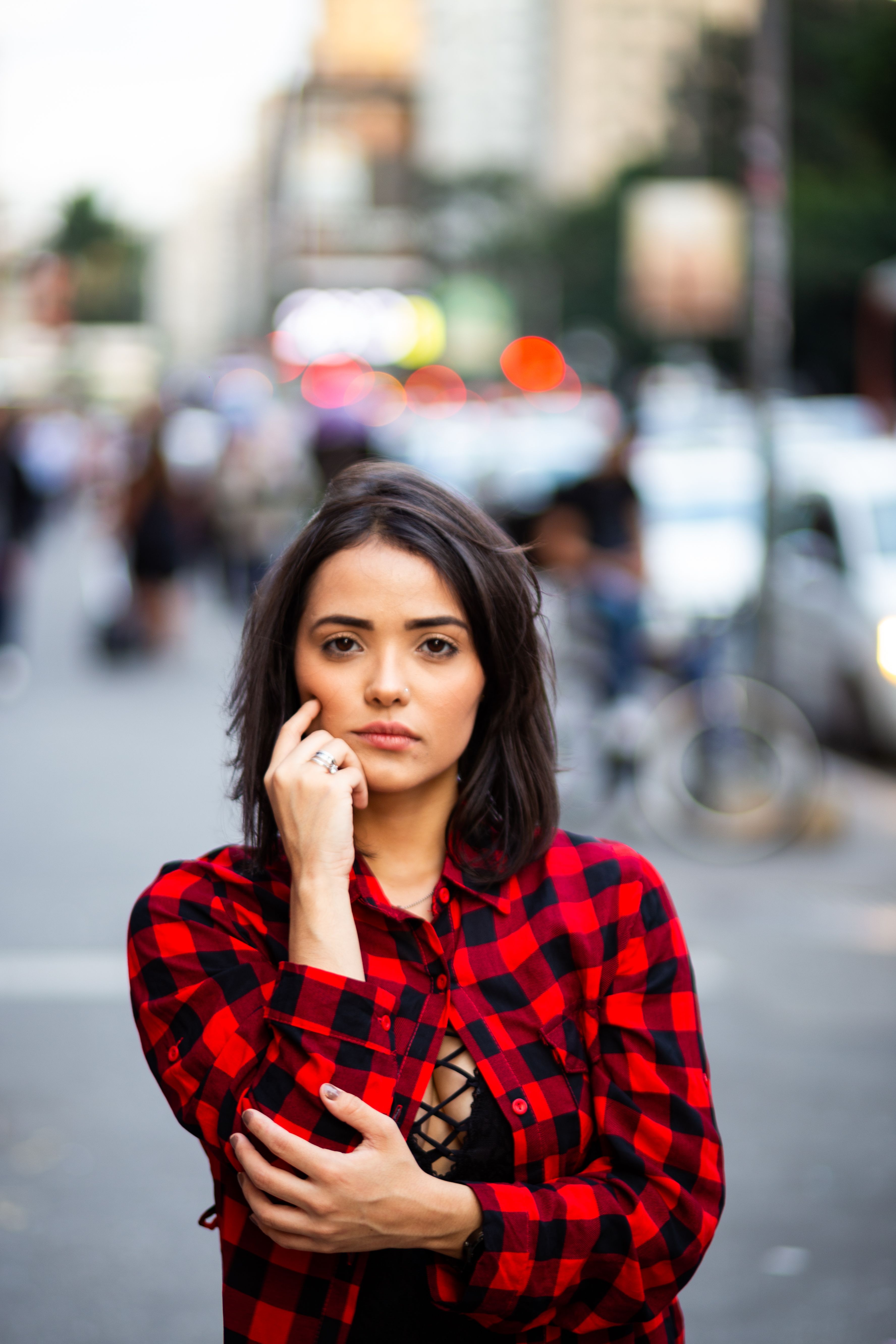Photo of Woman Pointing on Her Cheek · Free Stock Photo