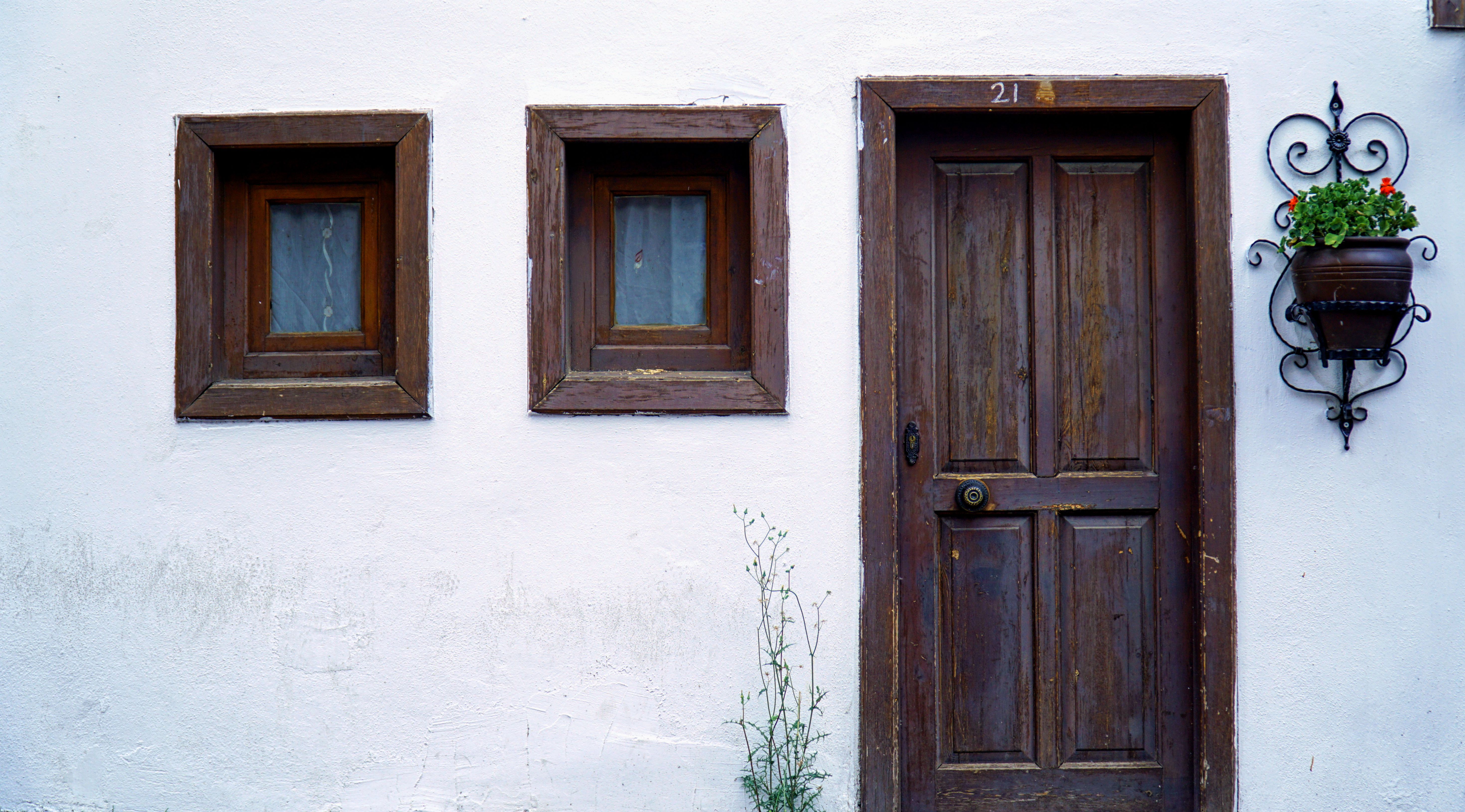 Wooden Door and Windows of House · Free Stock Photo