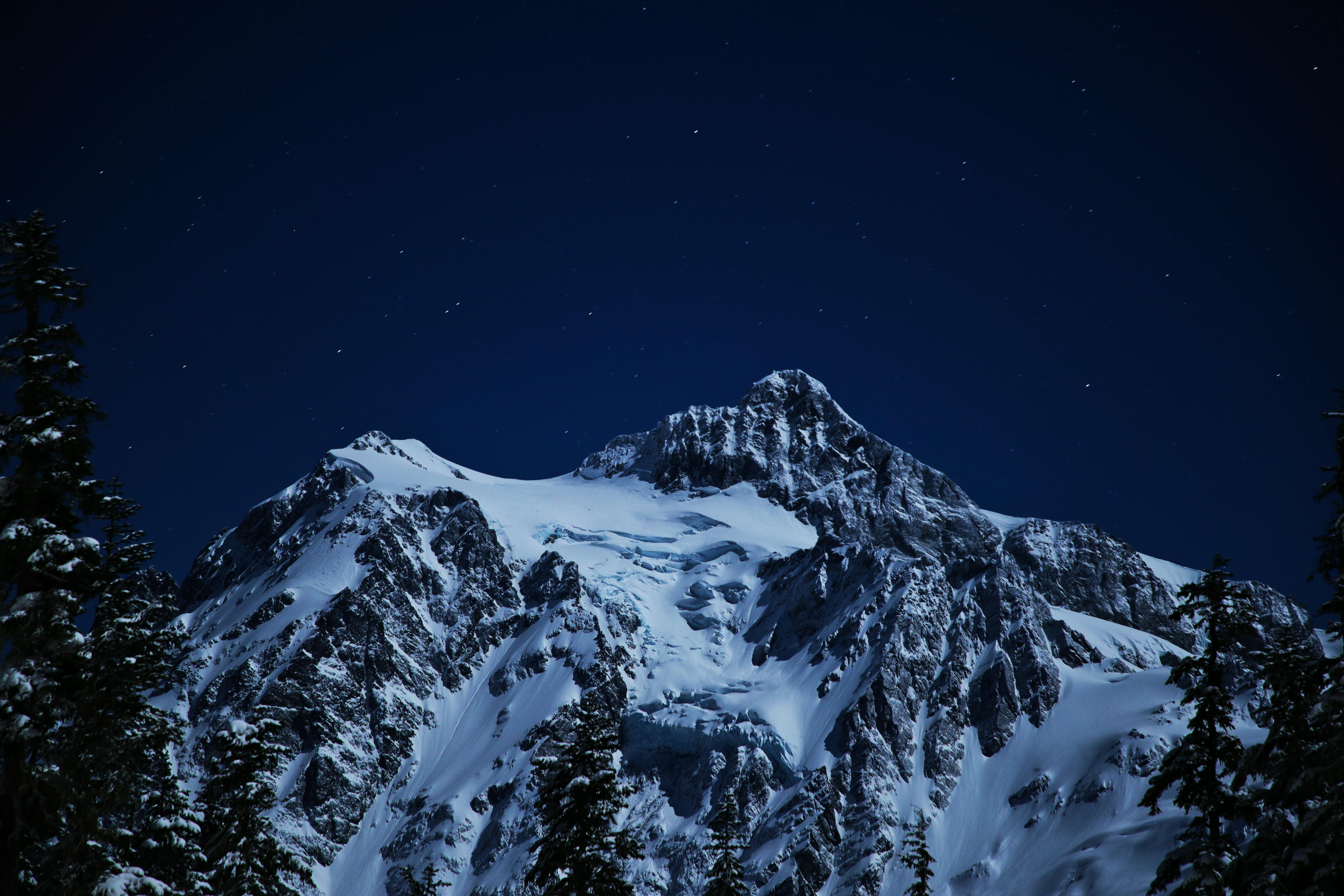 Photo of Snow Capped Mountain During Nighttime · Free Stock Photo
