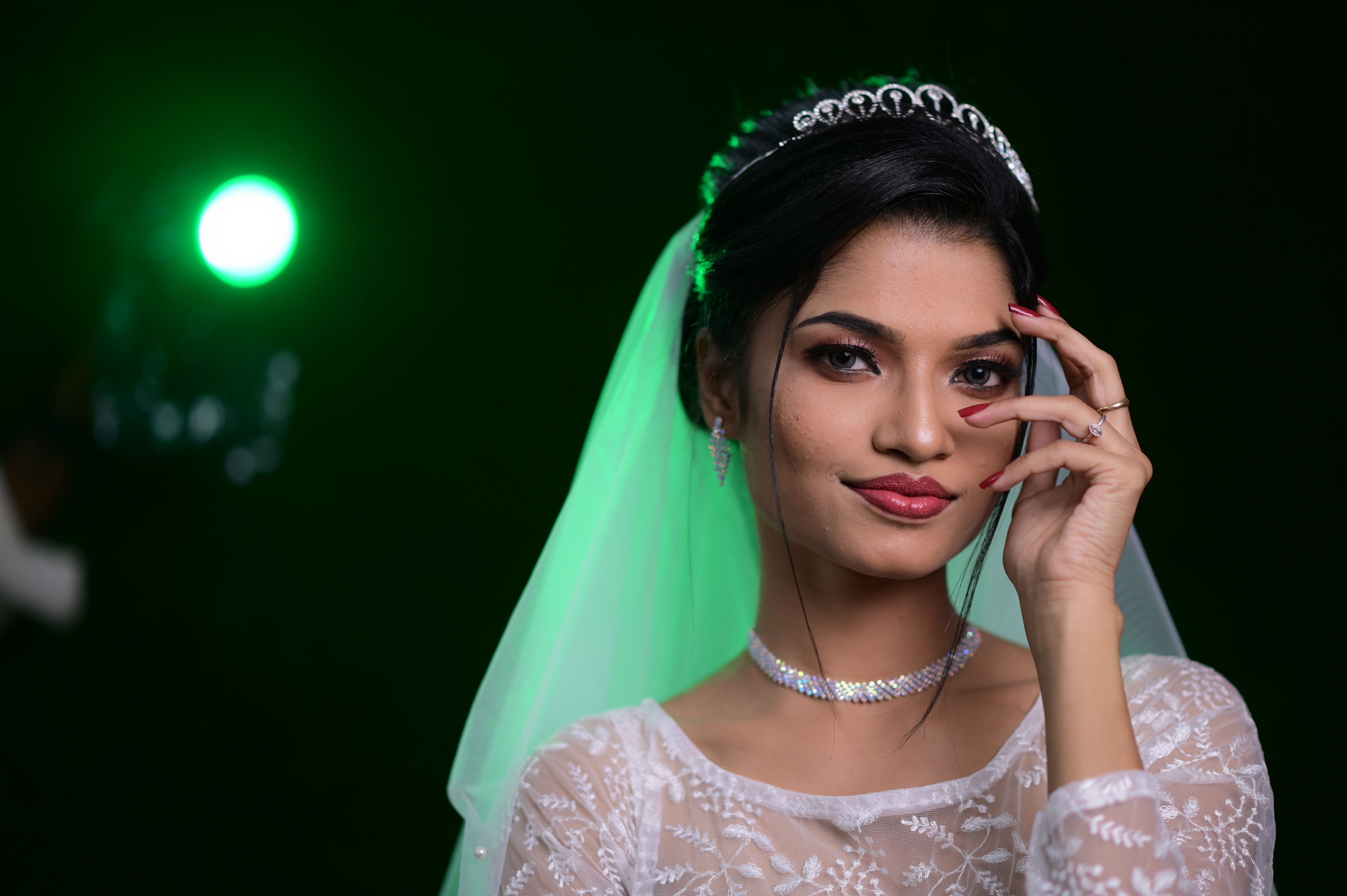Portrait of a Bride with a Green Light · Free Stock Photo