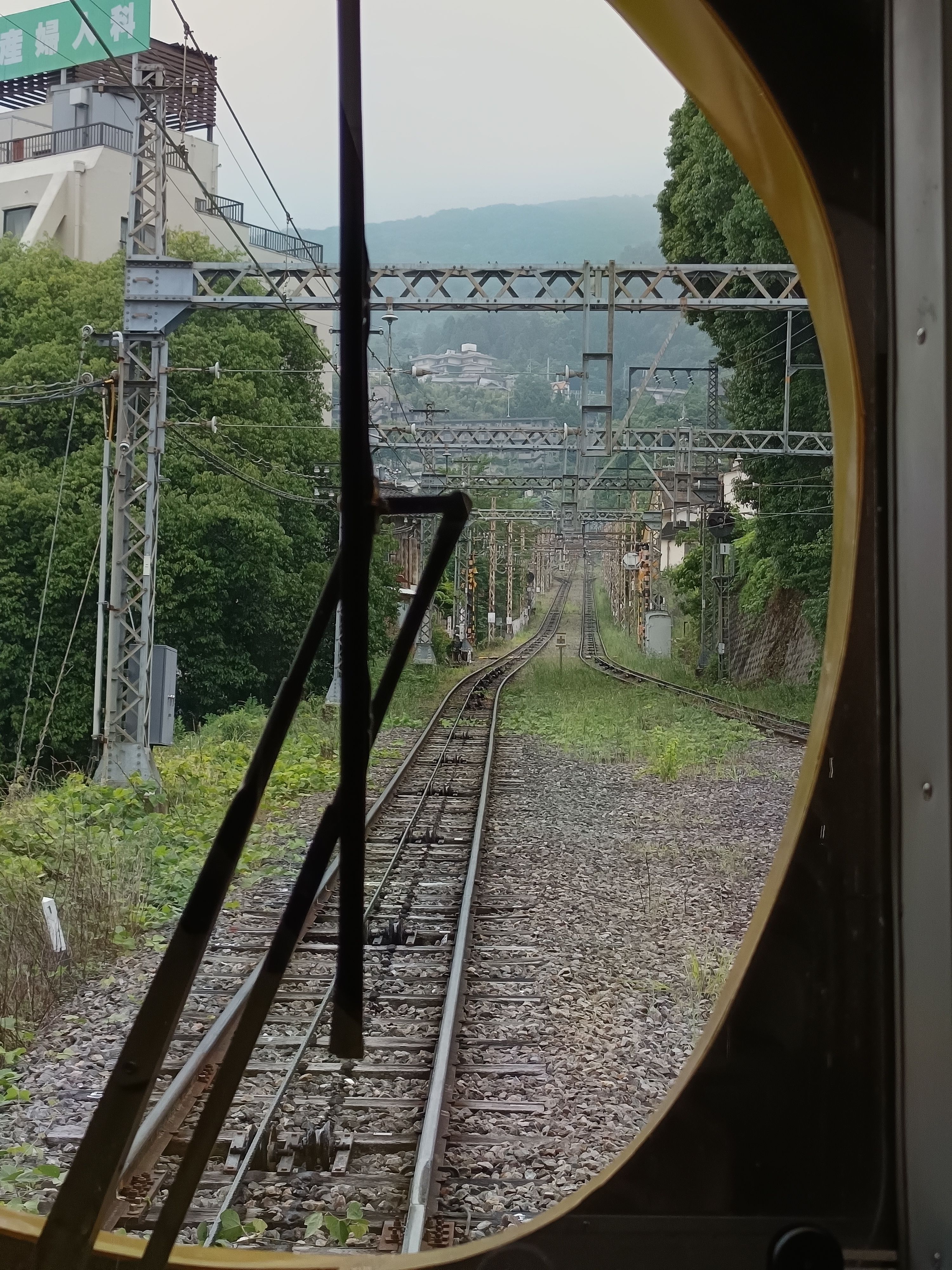 Railway Tracks on a Hill Through a Train Window · Free Stock Photo