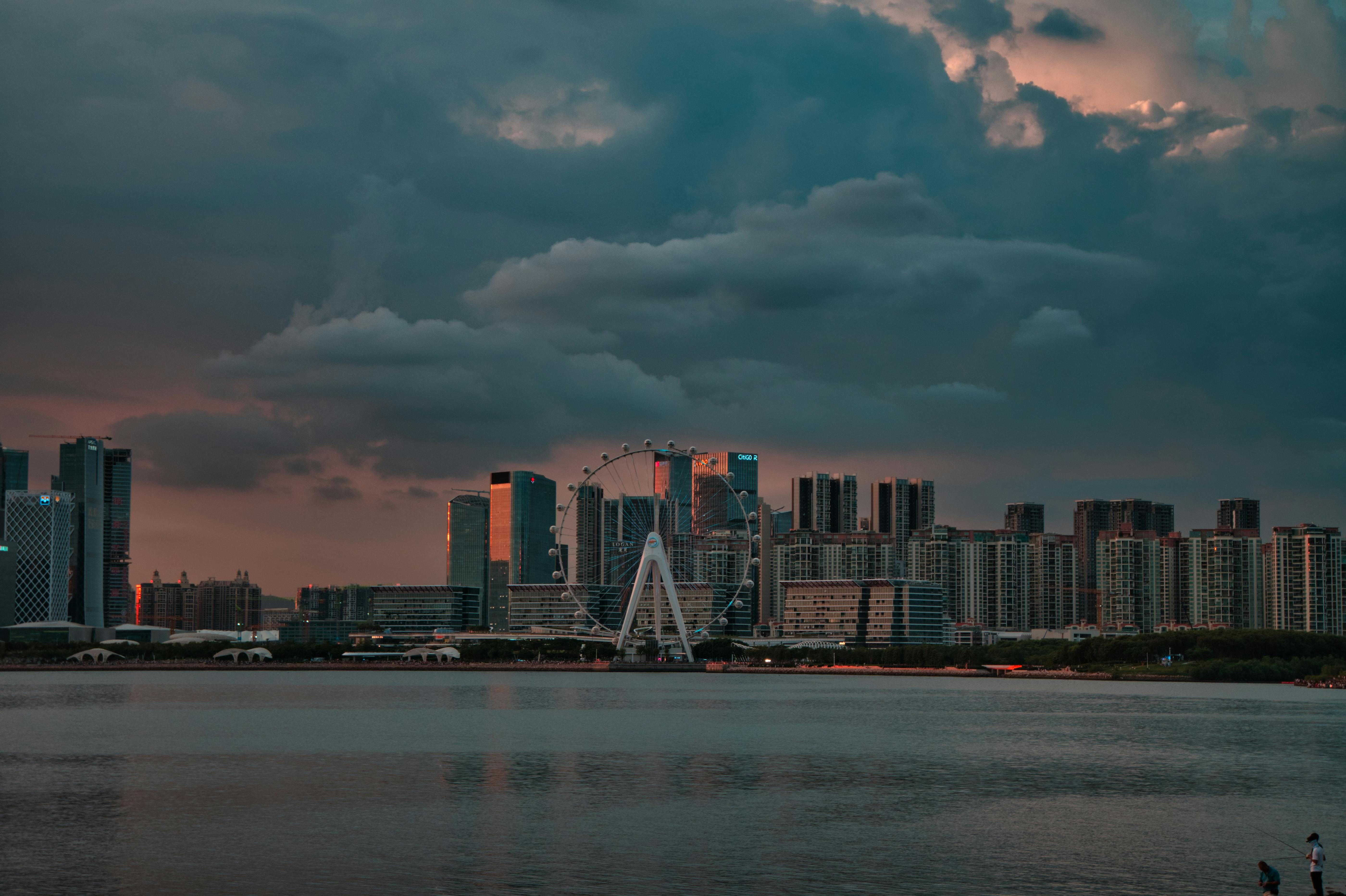 Ferris Wheel and Skyscrapers on Waterfront of Shenzen, China · Free ...
