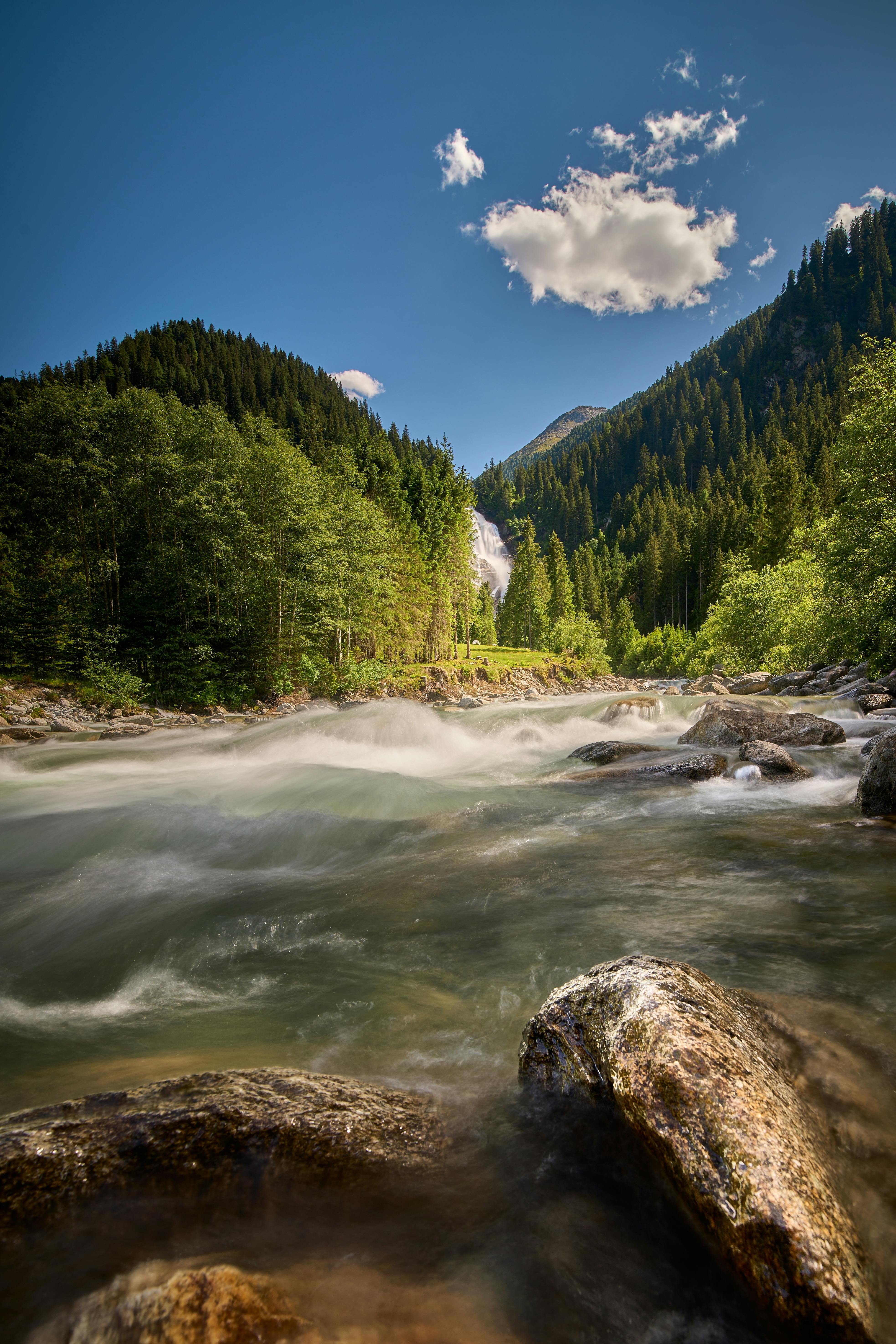 Waterfall Near Trees · Free Stock Photo