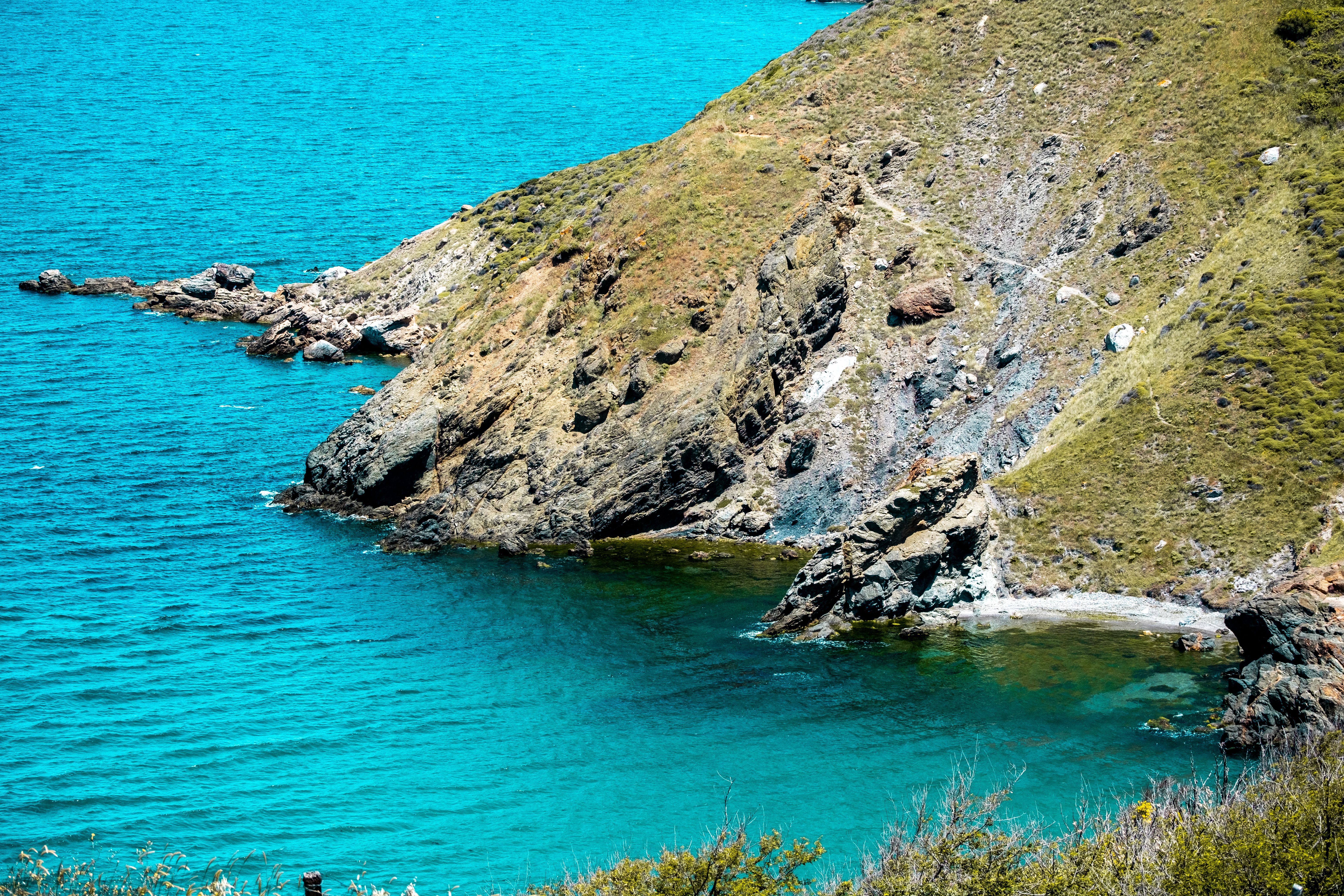 A view of the ocean from a hillside · Free Stock Photo