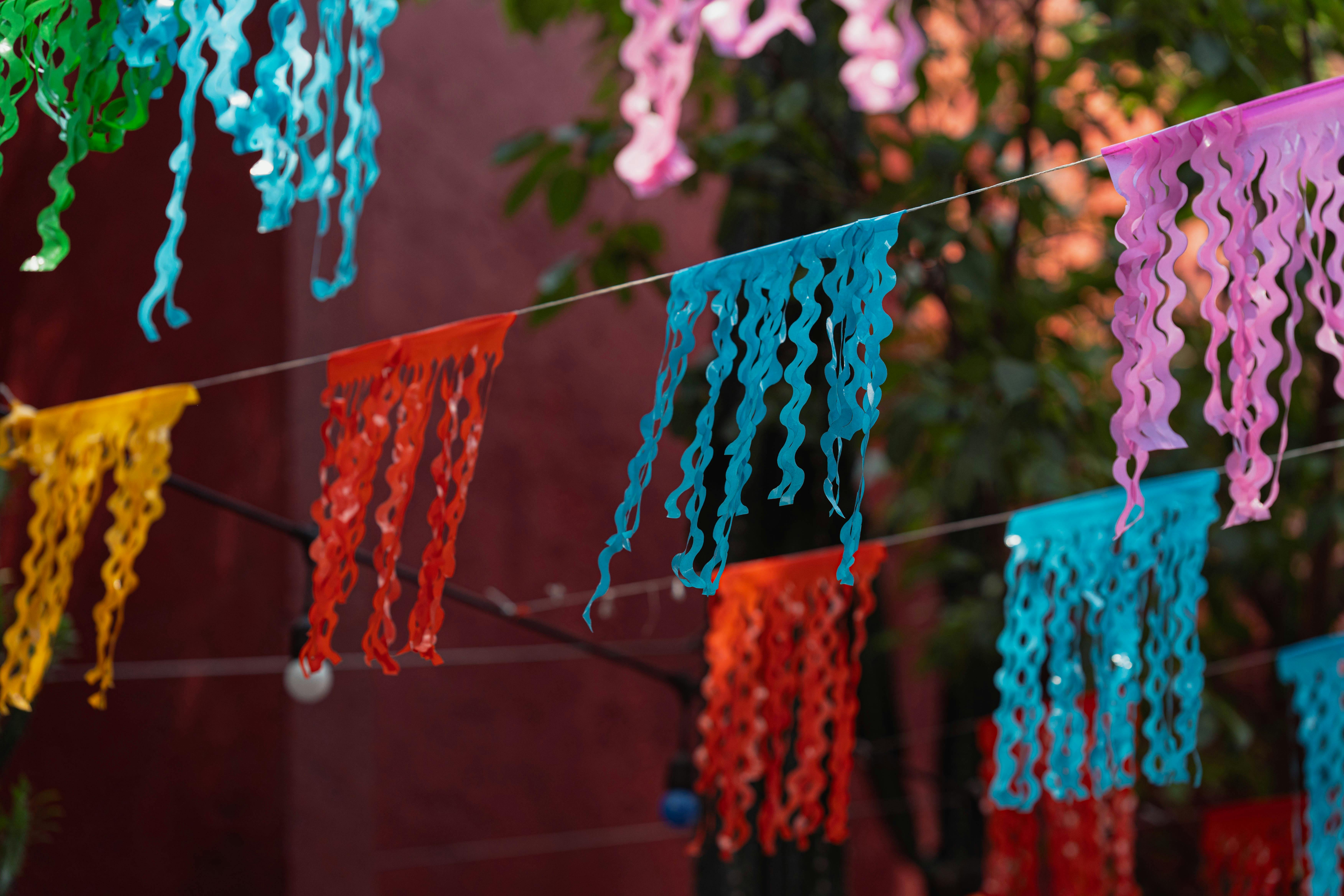 Colorful Strings Hanging on the Street · Free Stock Photo