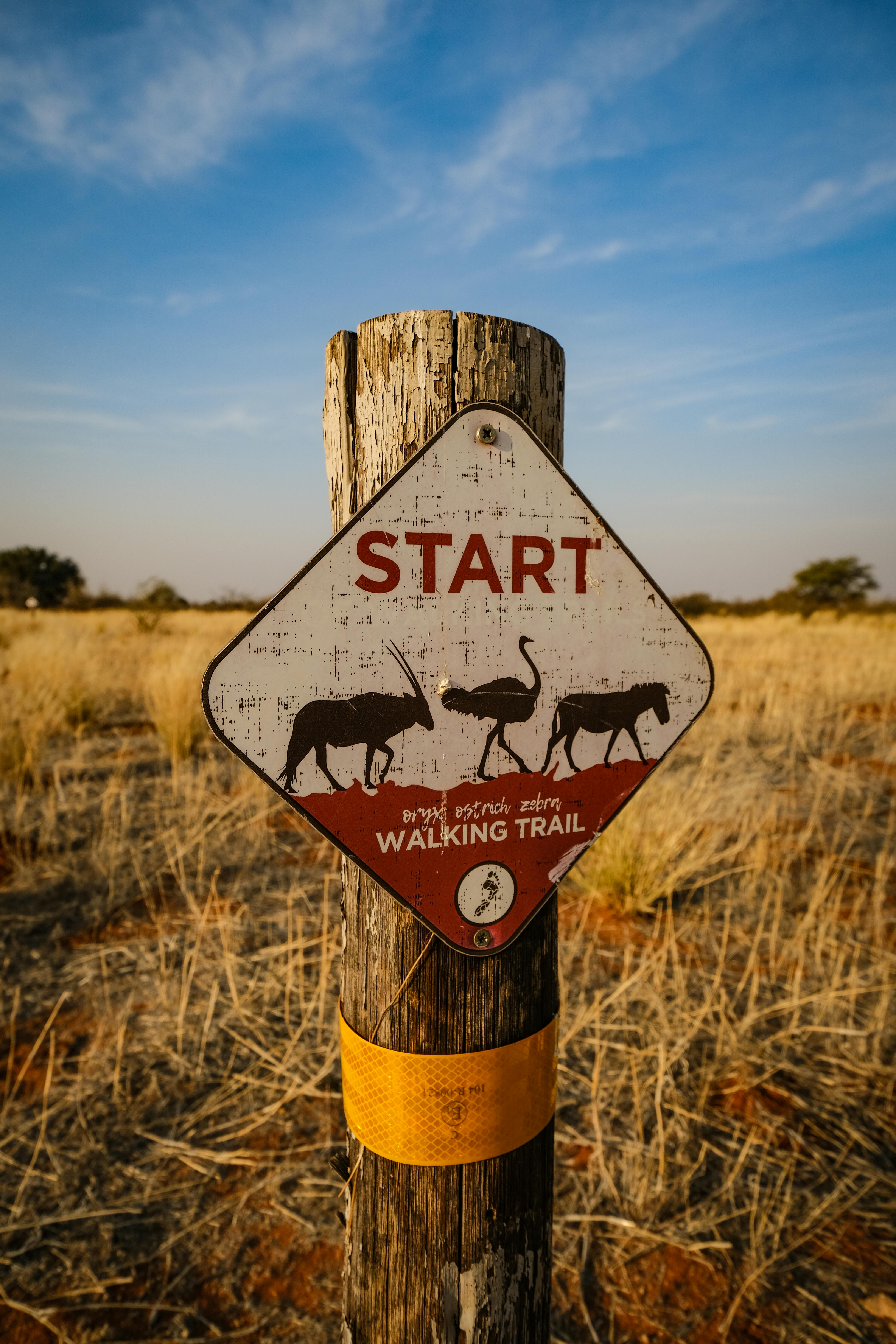 Walking Trail Sign on Post on Savanna · Free Stock Photo
