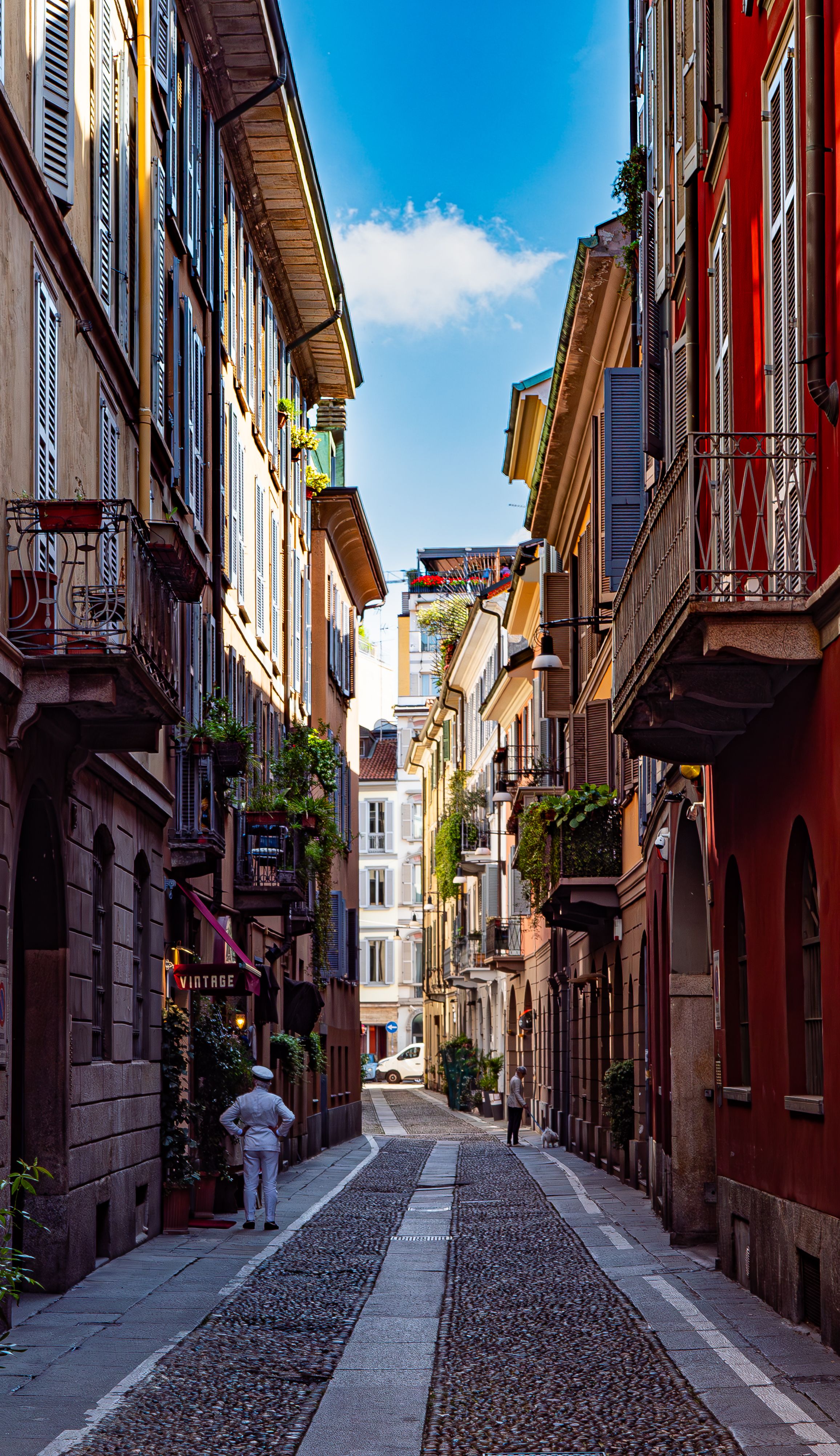 View of a Cobblestone Alley between Apartment Buildings in a City ...