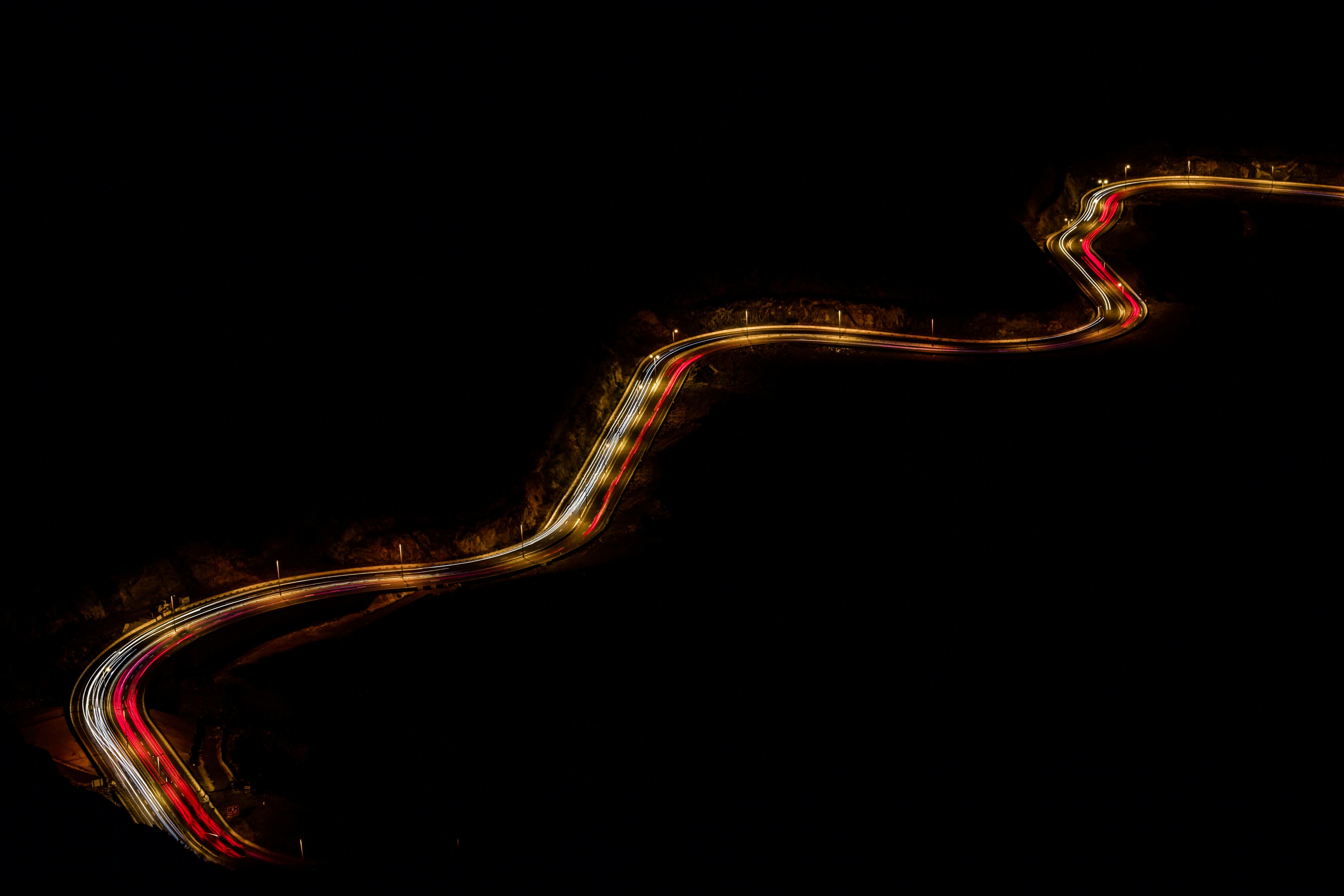 Long Road during Nighttime With Lights · Free Stock Photo