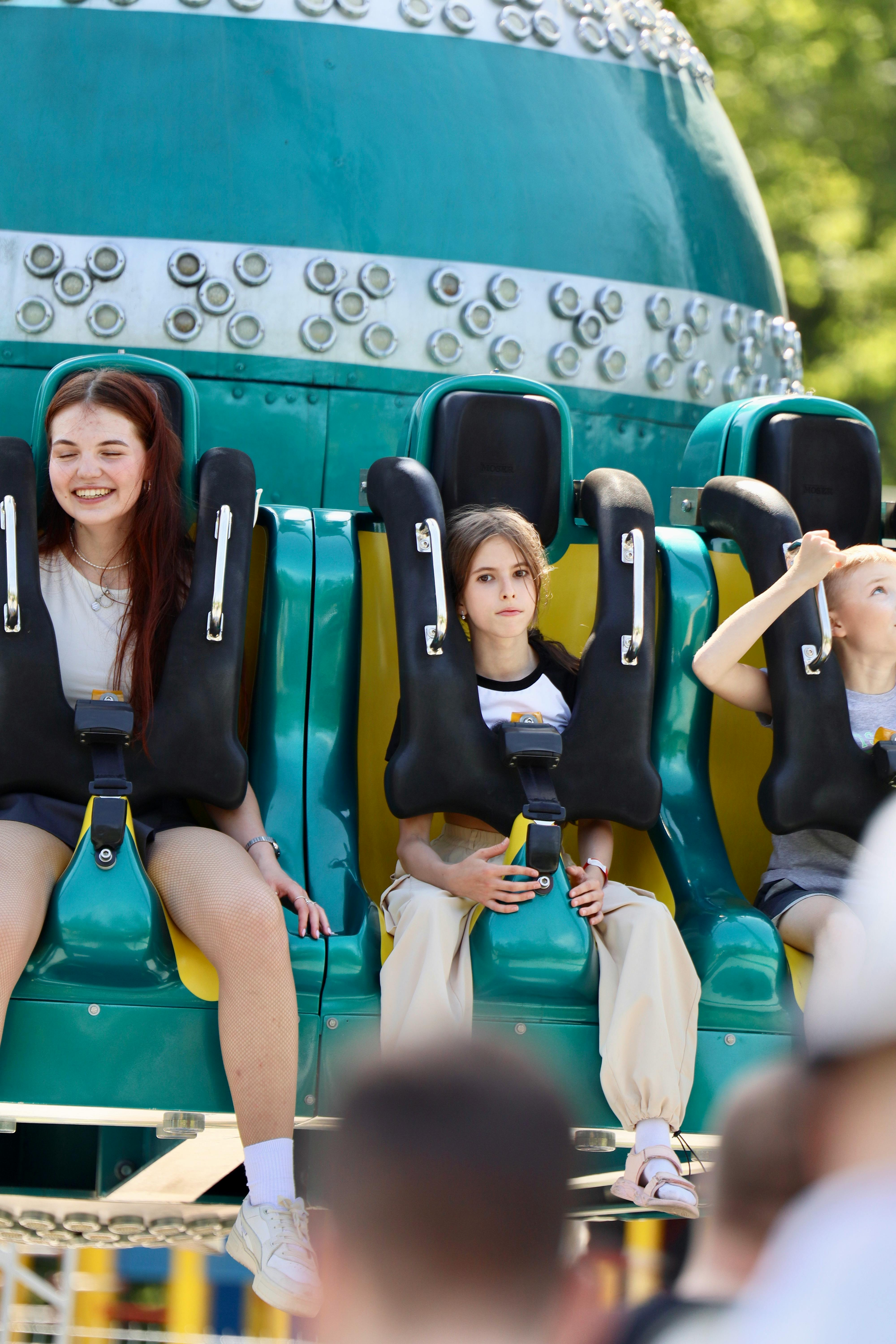 Girls on Carousel in Funfair · Free Stock Photo