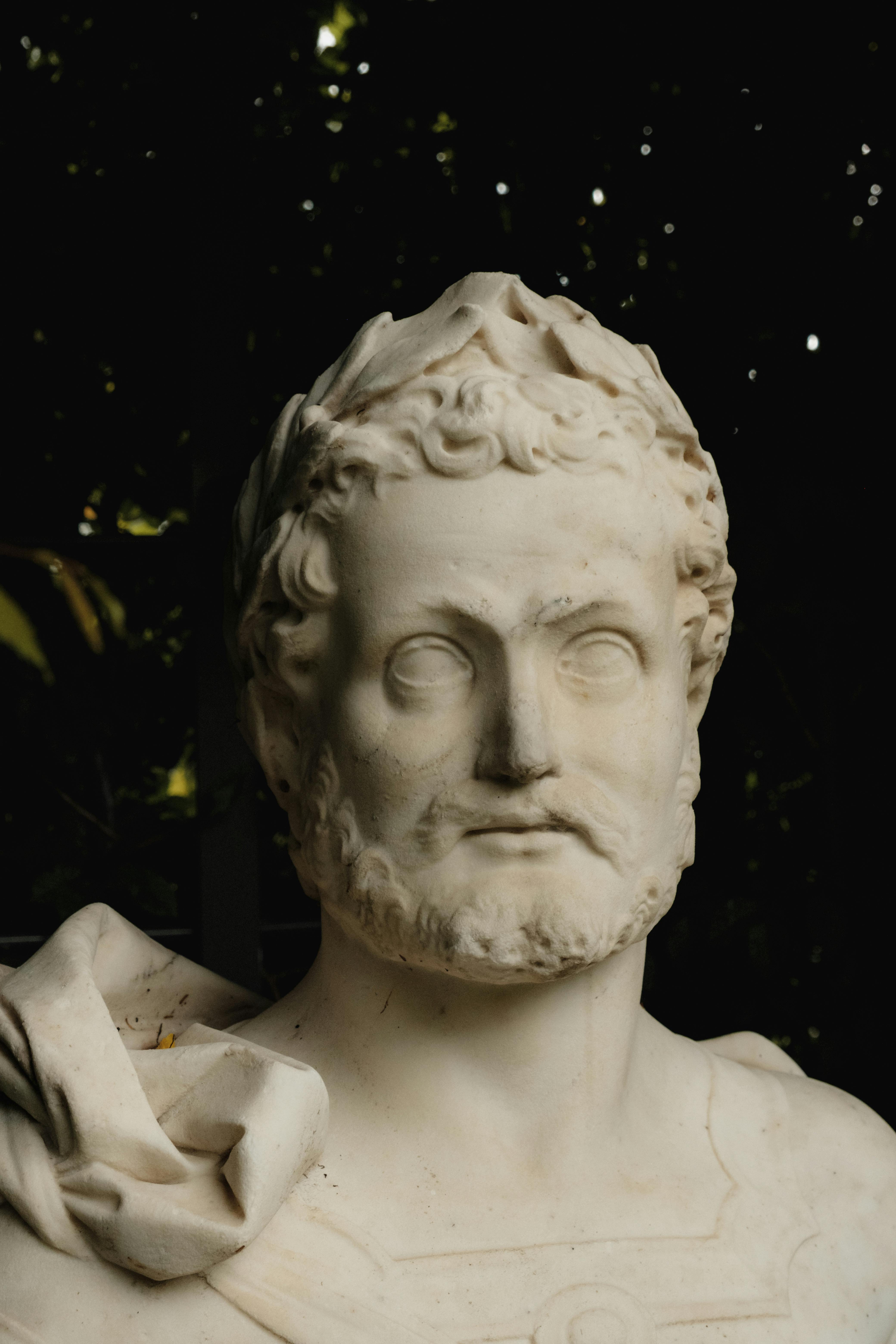 A bust of a roman emperor with a beard · Free Stock Photo