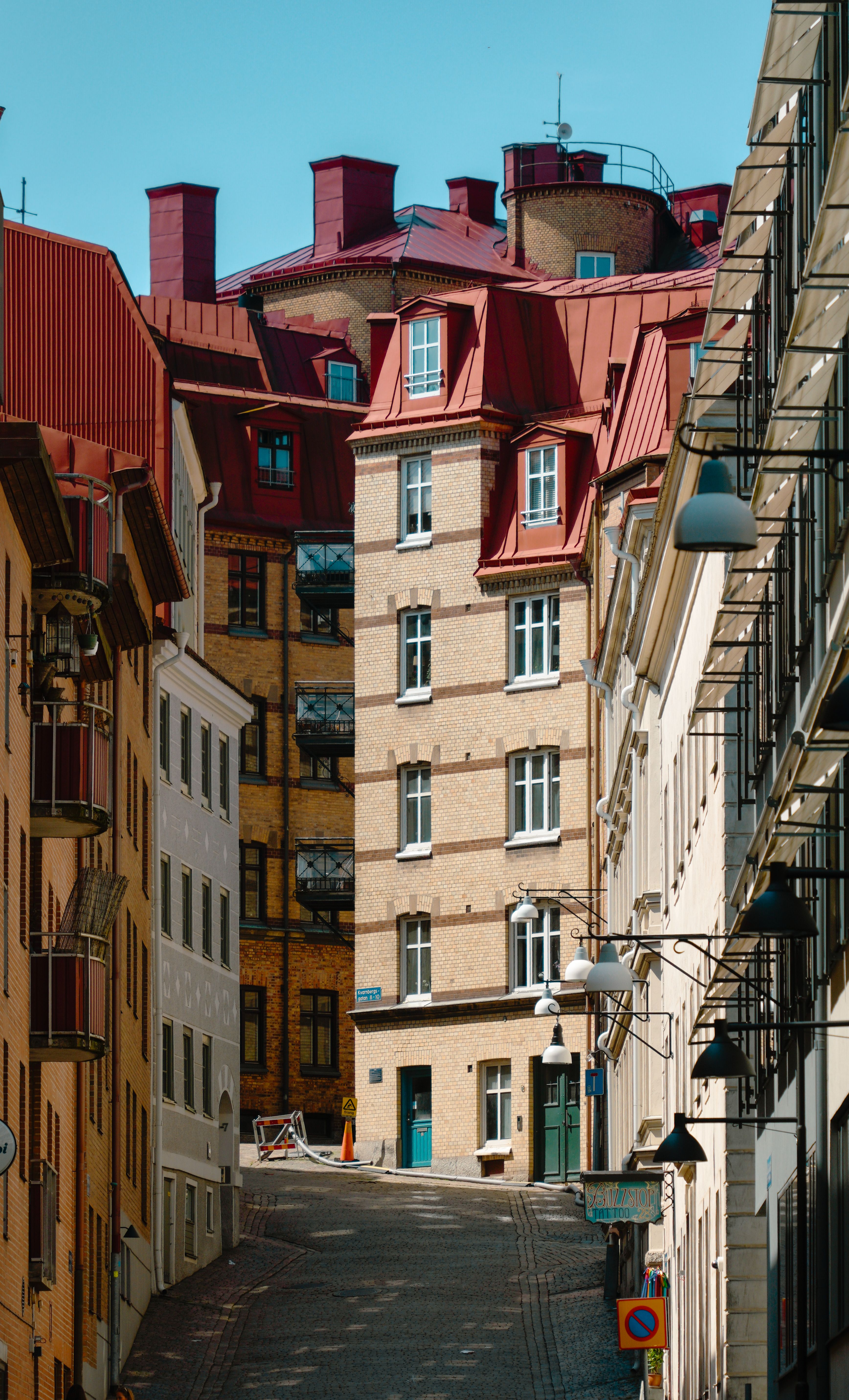 View of an Empty Street between Apartment Buildings in a City · Free ...