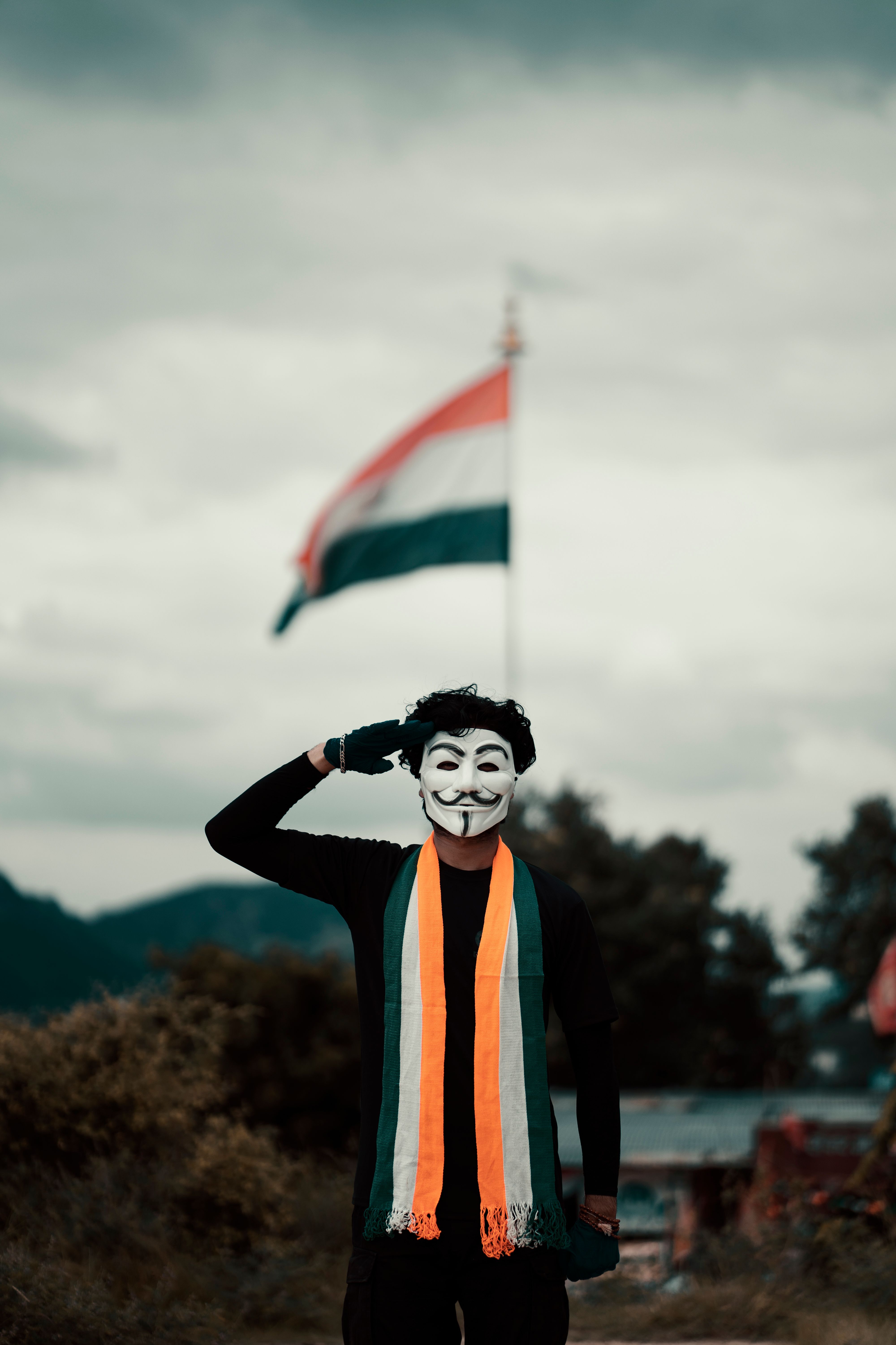 Anonymous independence day Wallpaper With Indian Flag · Free Stock Photo
