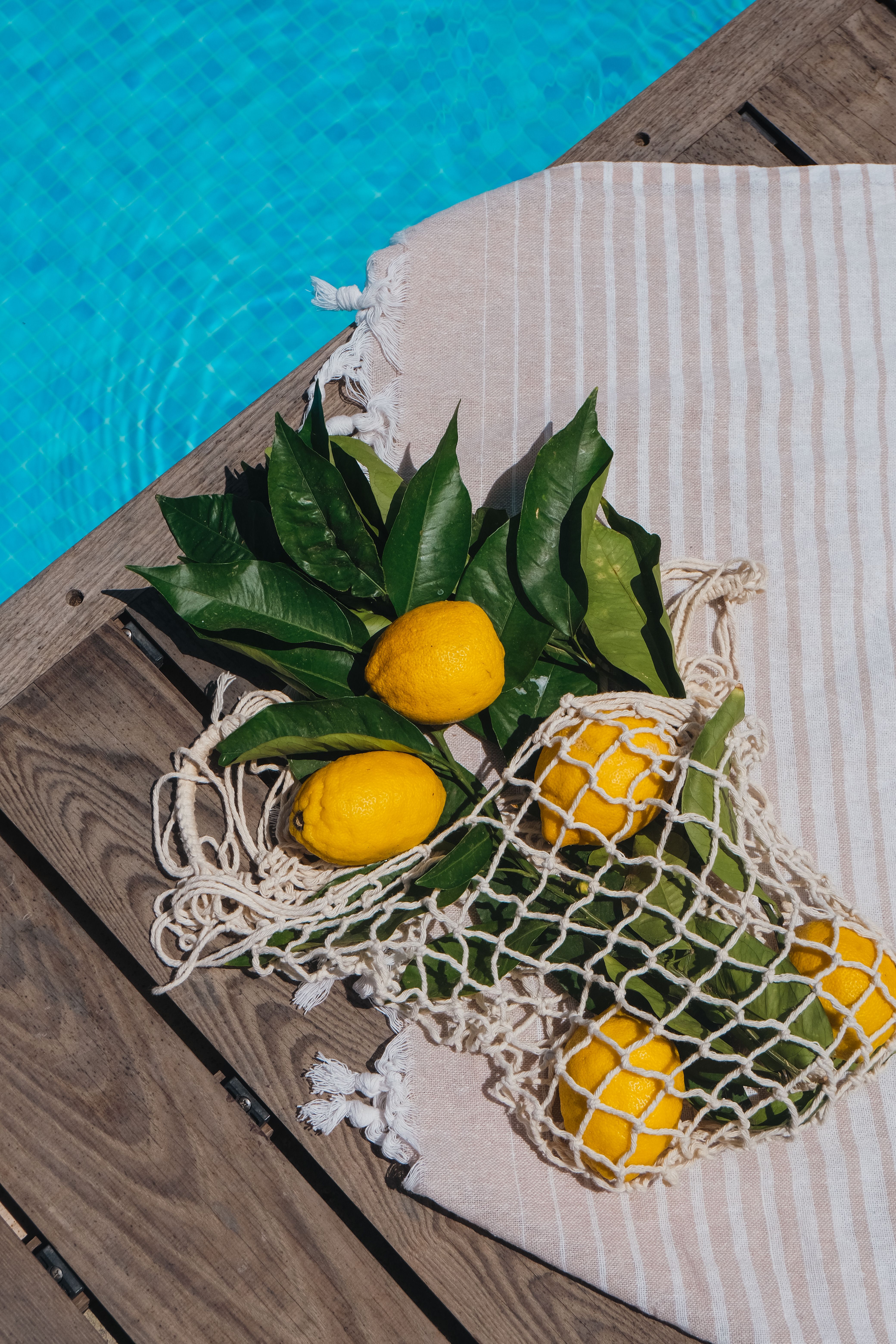 Close up of Lemons by a Swimming Pool · Free Stock Photo