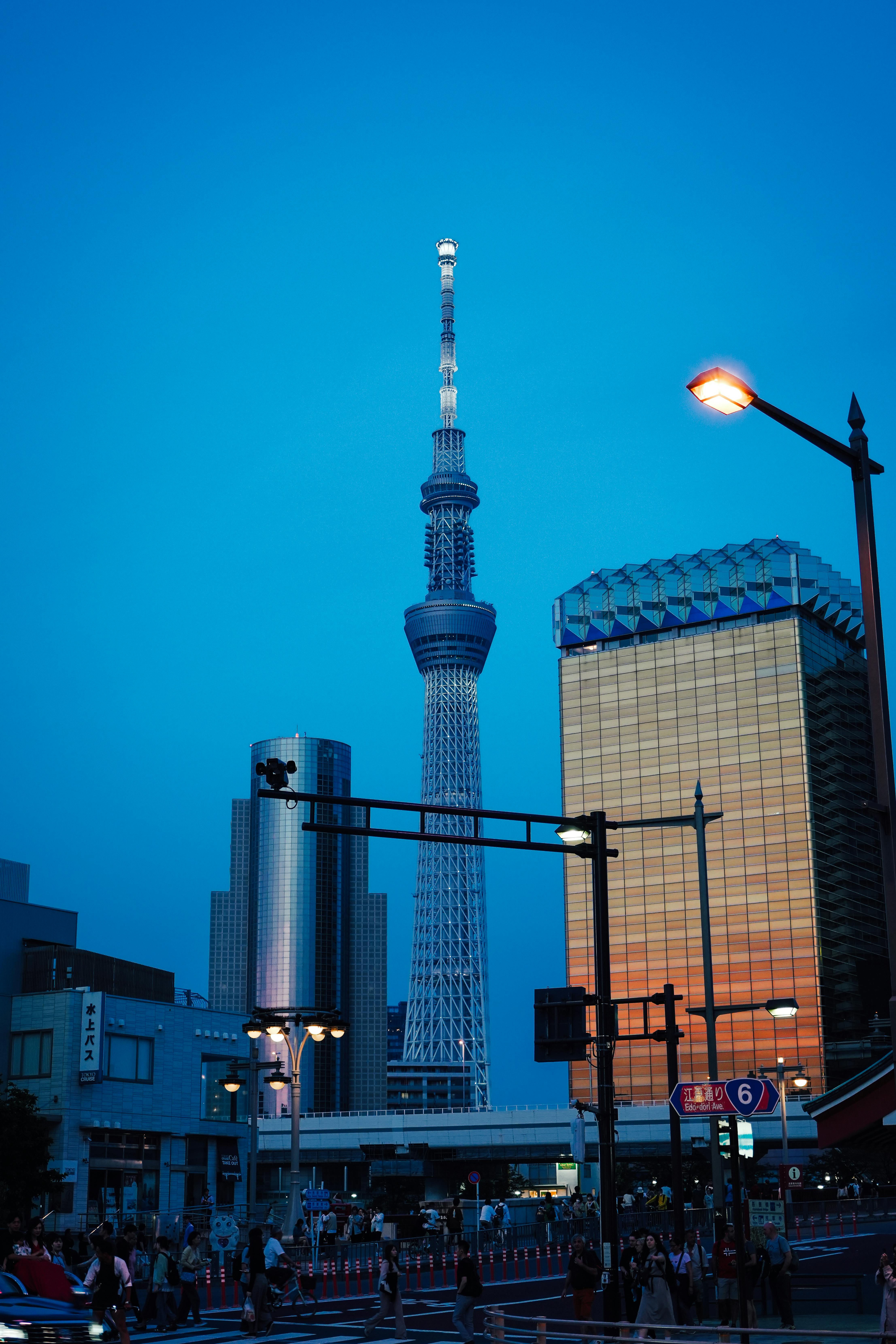 Aerial View of the Street by Sumida River with View of the Tokyo ...