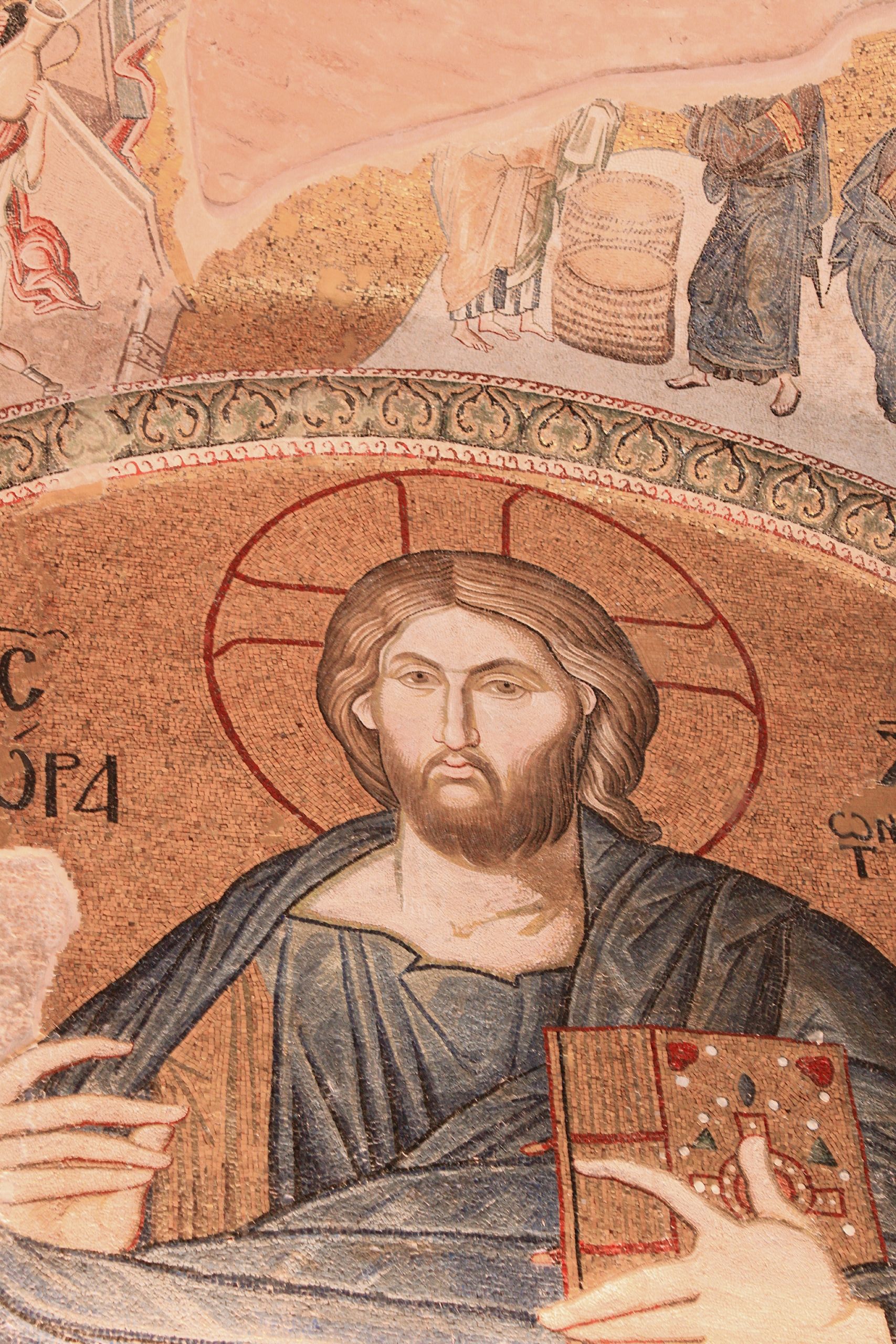 A mosaic depicting jesus holding a book · Free Stock Photo