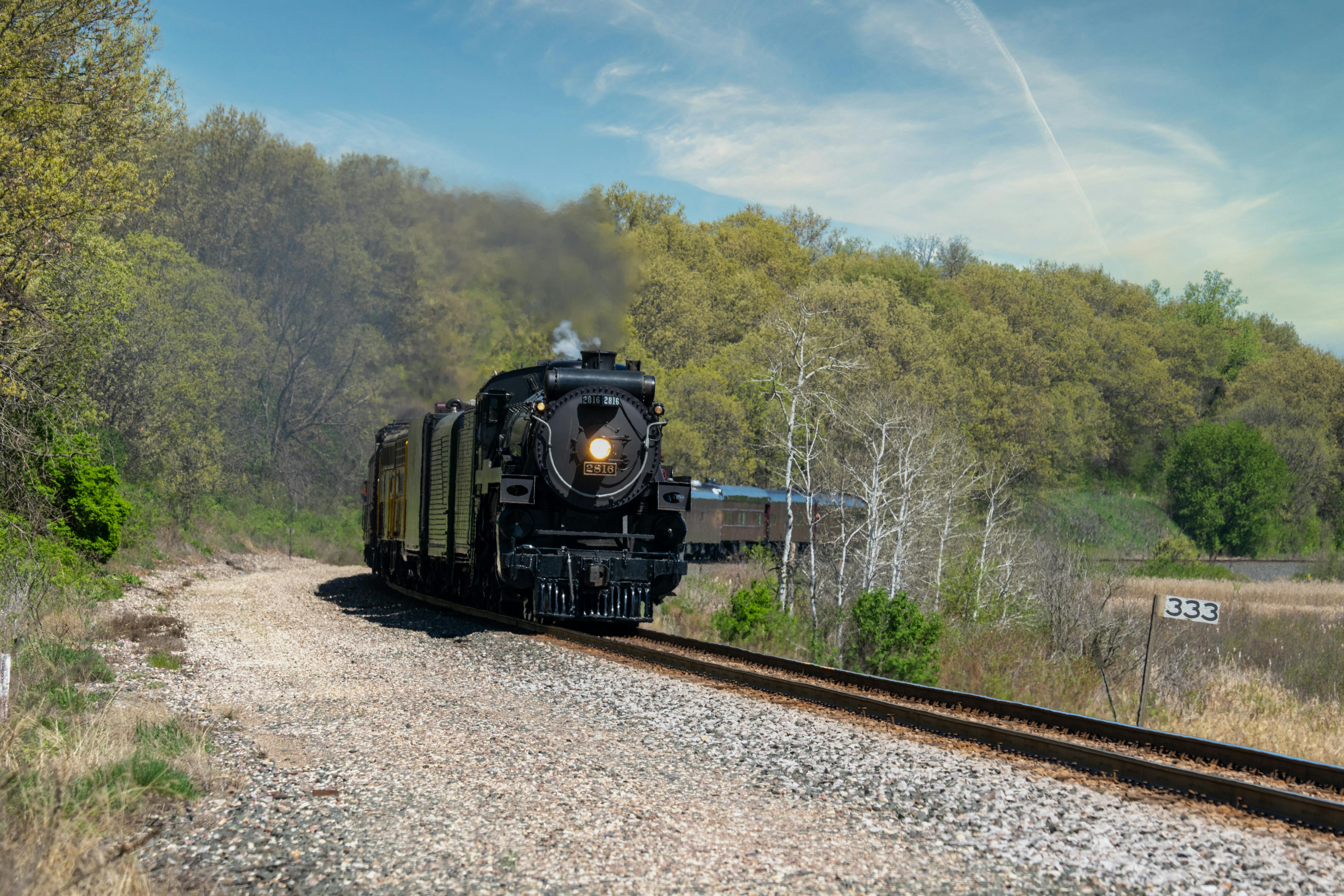 Gray Scale Photo of Classic Train · Free Stock Photo