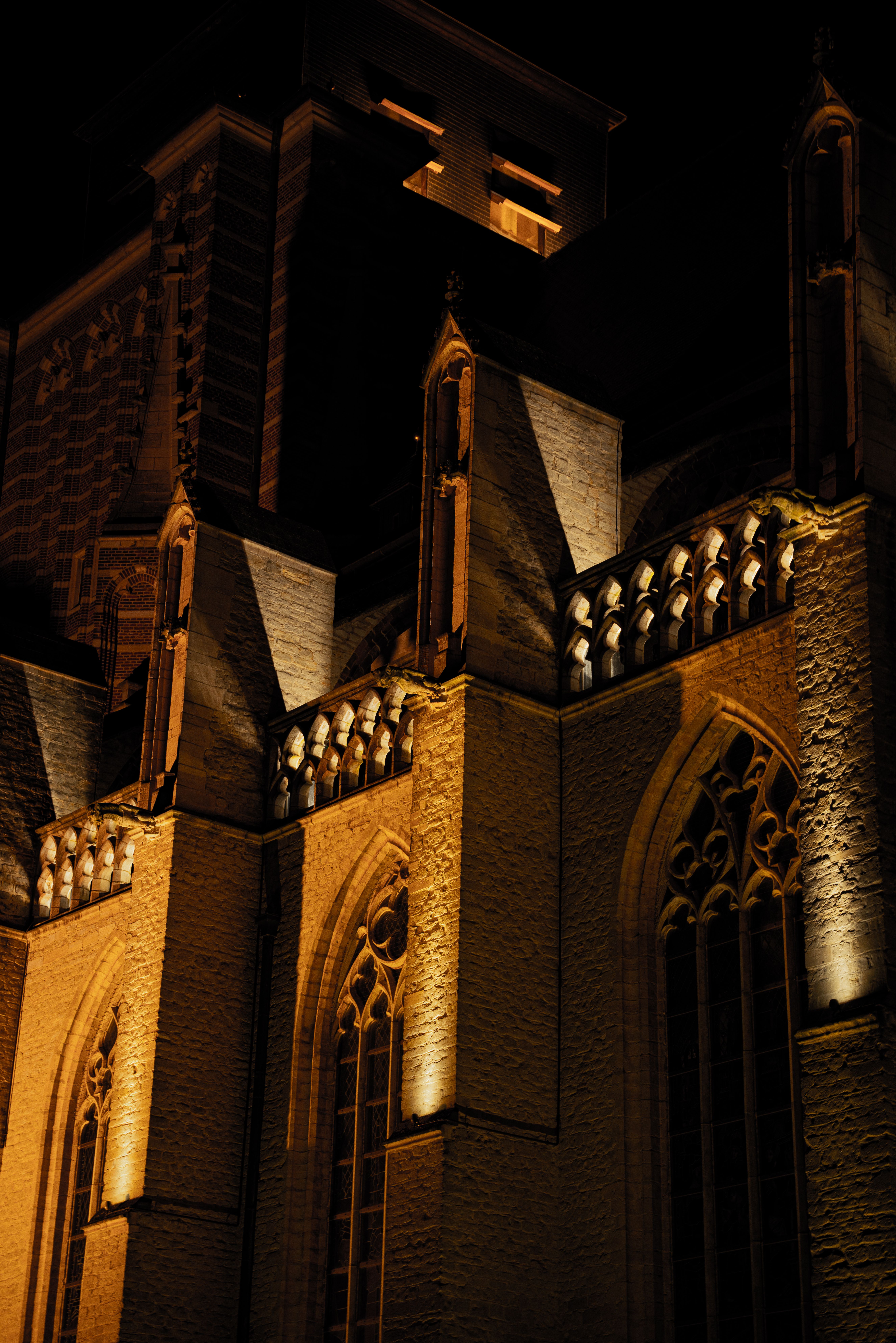 Low Angle Shot of an Illuminated Cathedral at Night · Free Stock Photo
