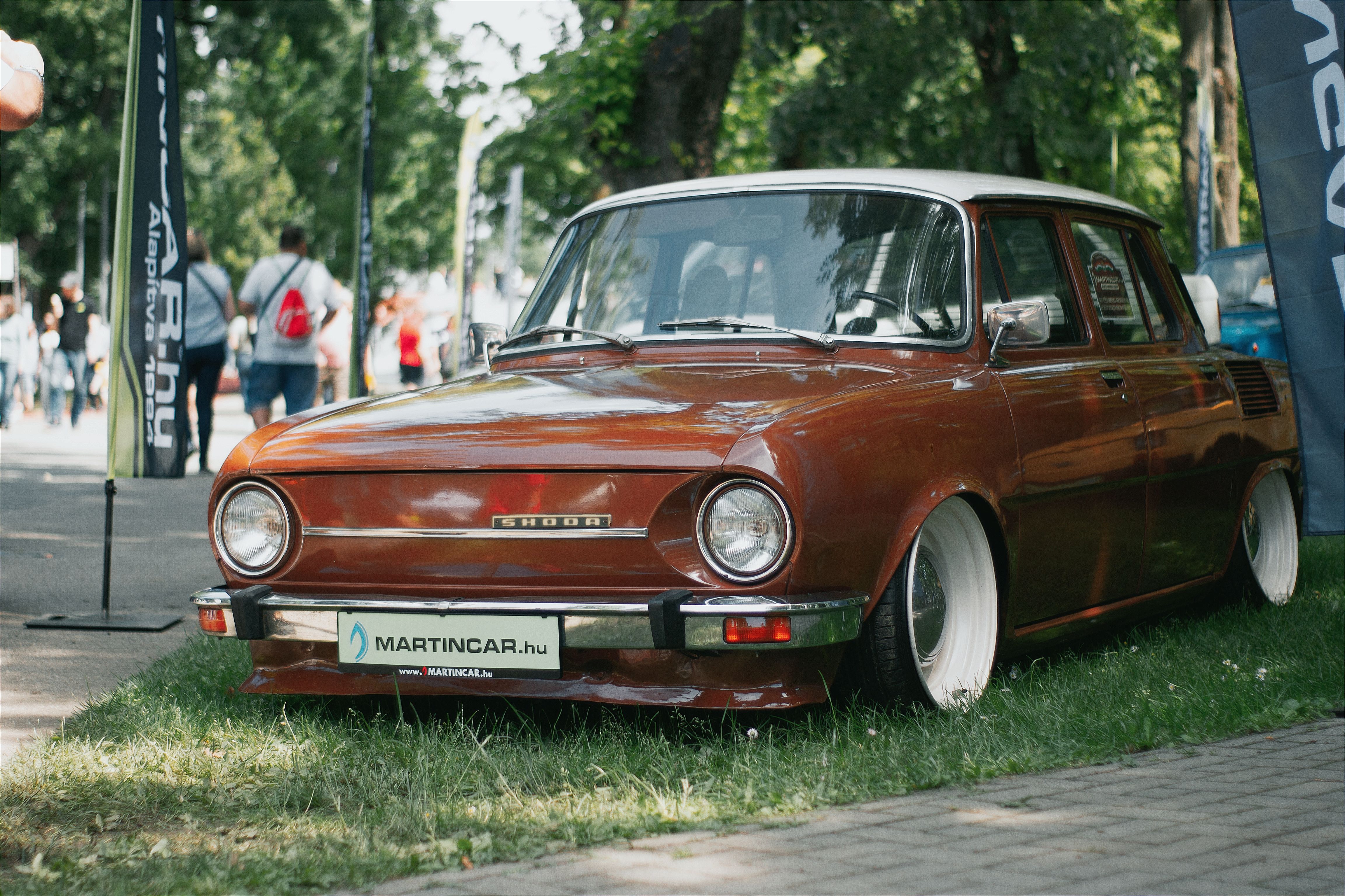 Lowered Classic Skoda 100 in Brown · Free Stock Photo