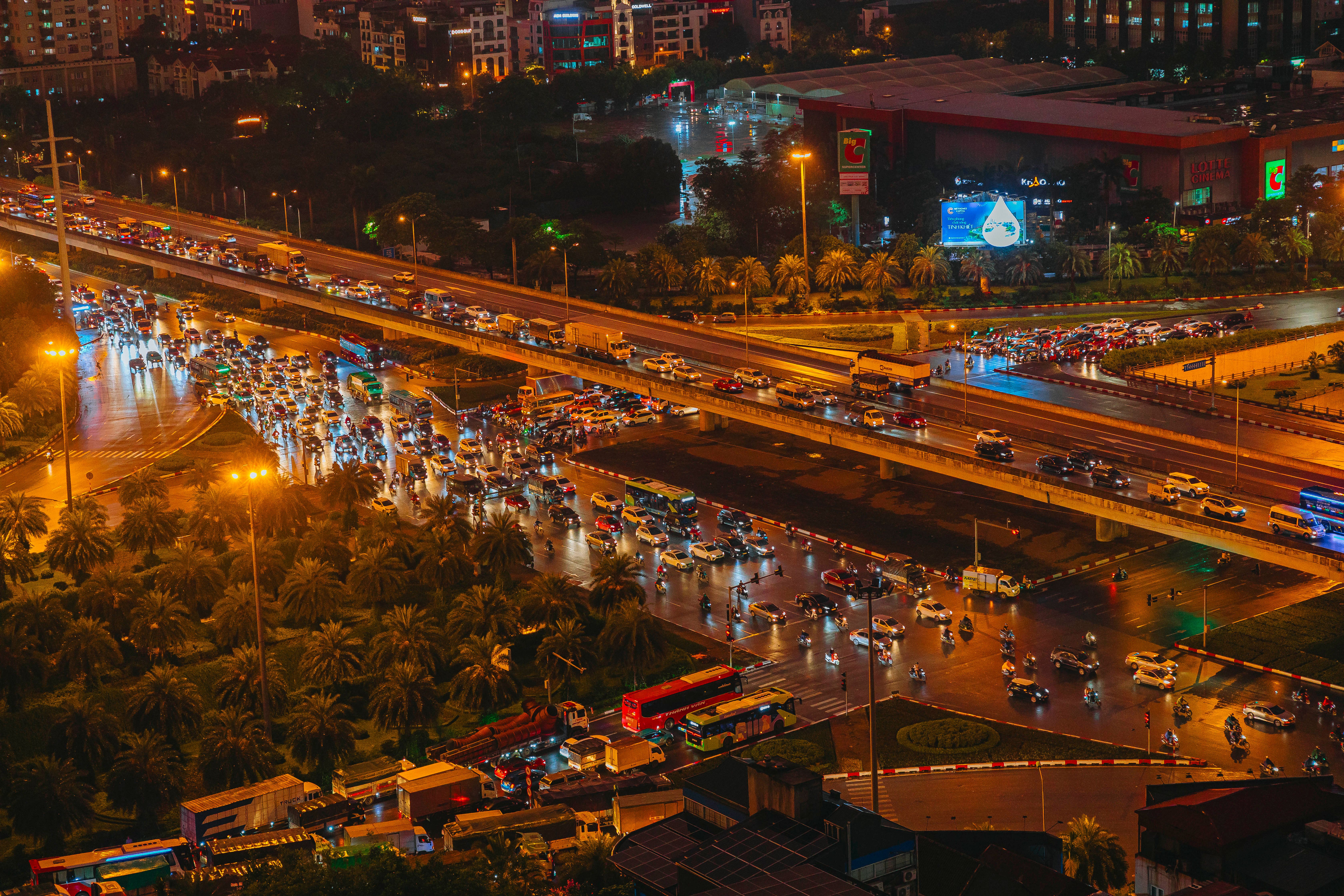 Traffic on Big Roads at Night · Free Stock Photo