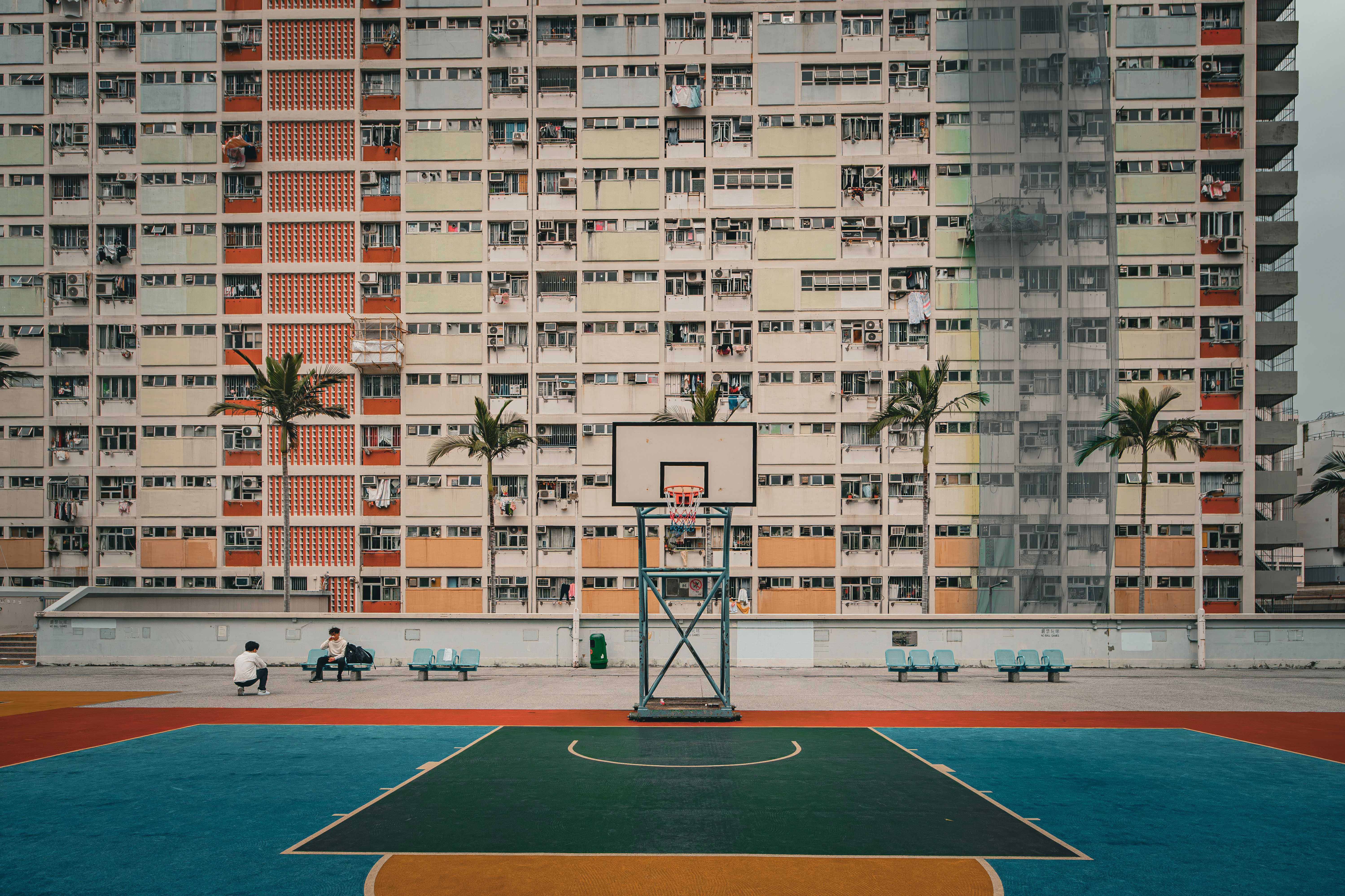 A Basketball Court in Front of a Block of Flats on Choi Hung Estate in ...
