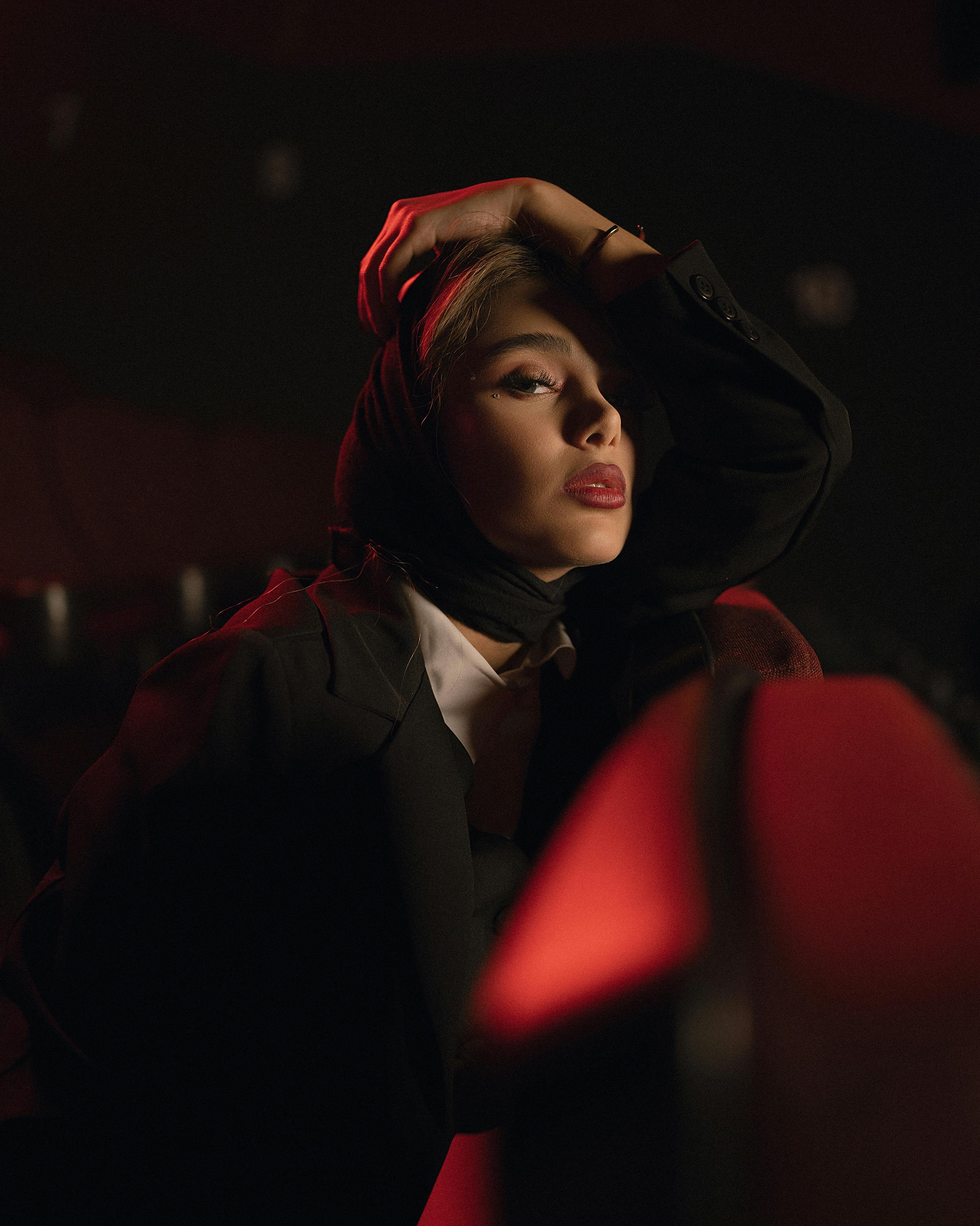 Dramatic Portrait of Woman in Red Lighting · Free Stock Photo