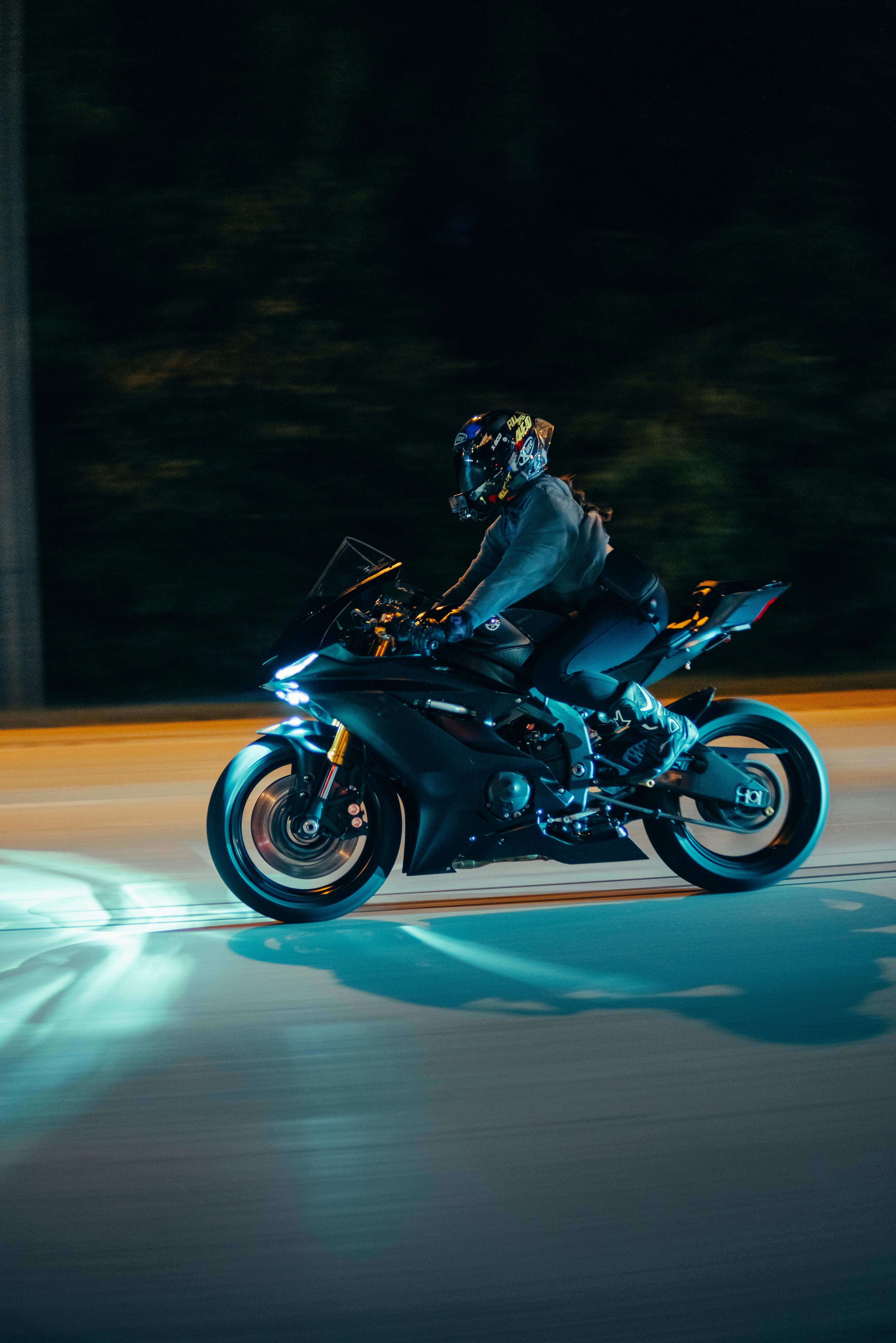 Man on a Motorbike at Night · Free Stock Photo