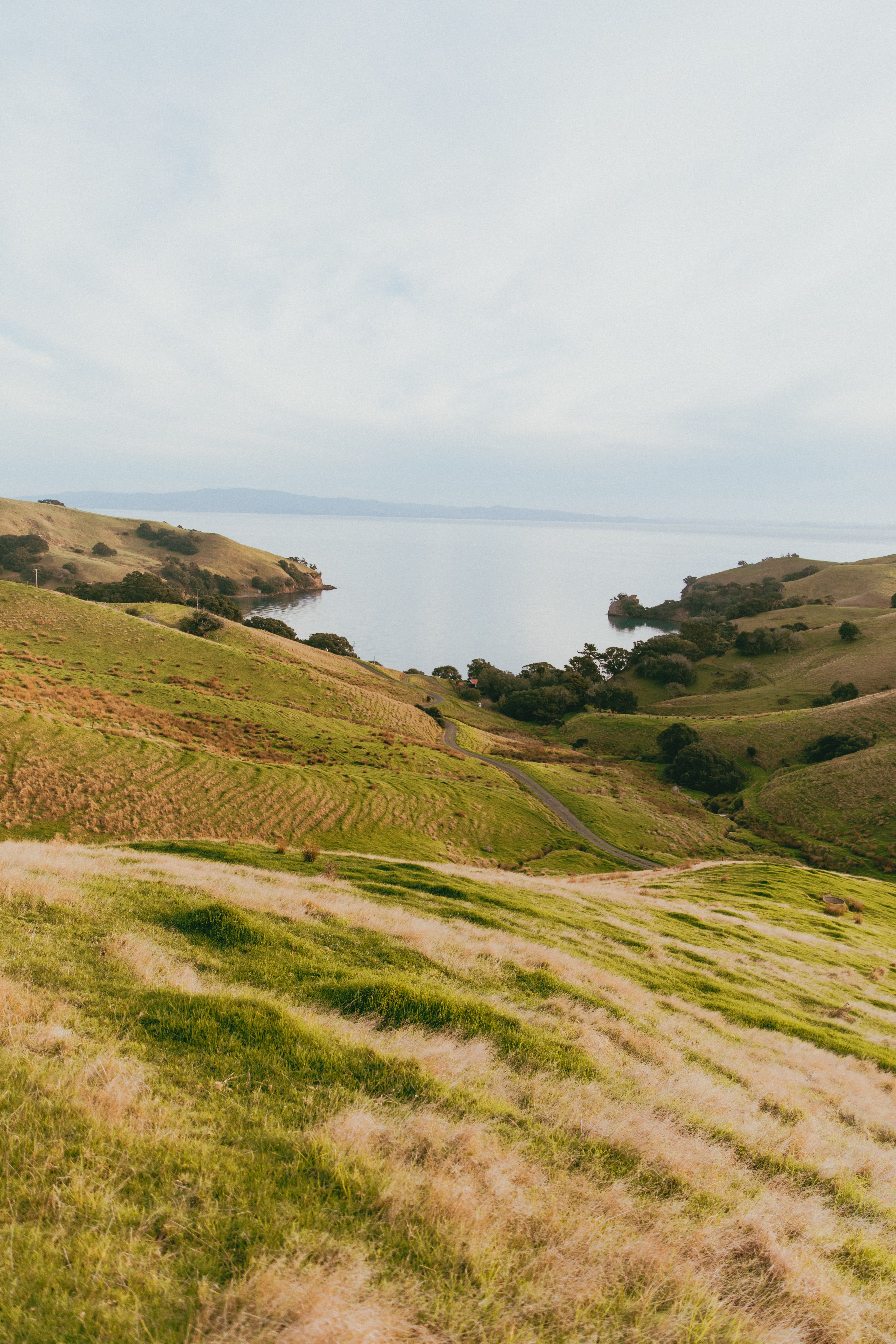 A scenic view of the ocean and hills · Free Stock Photo