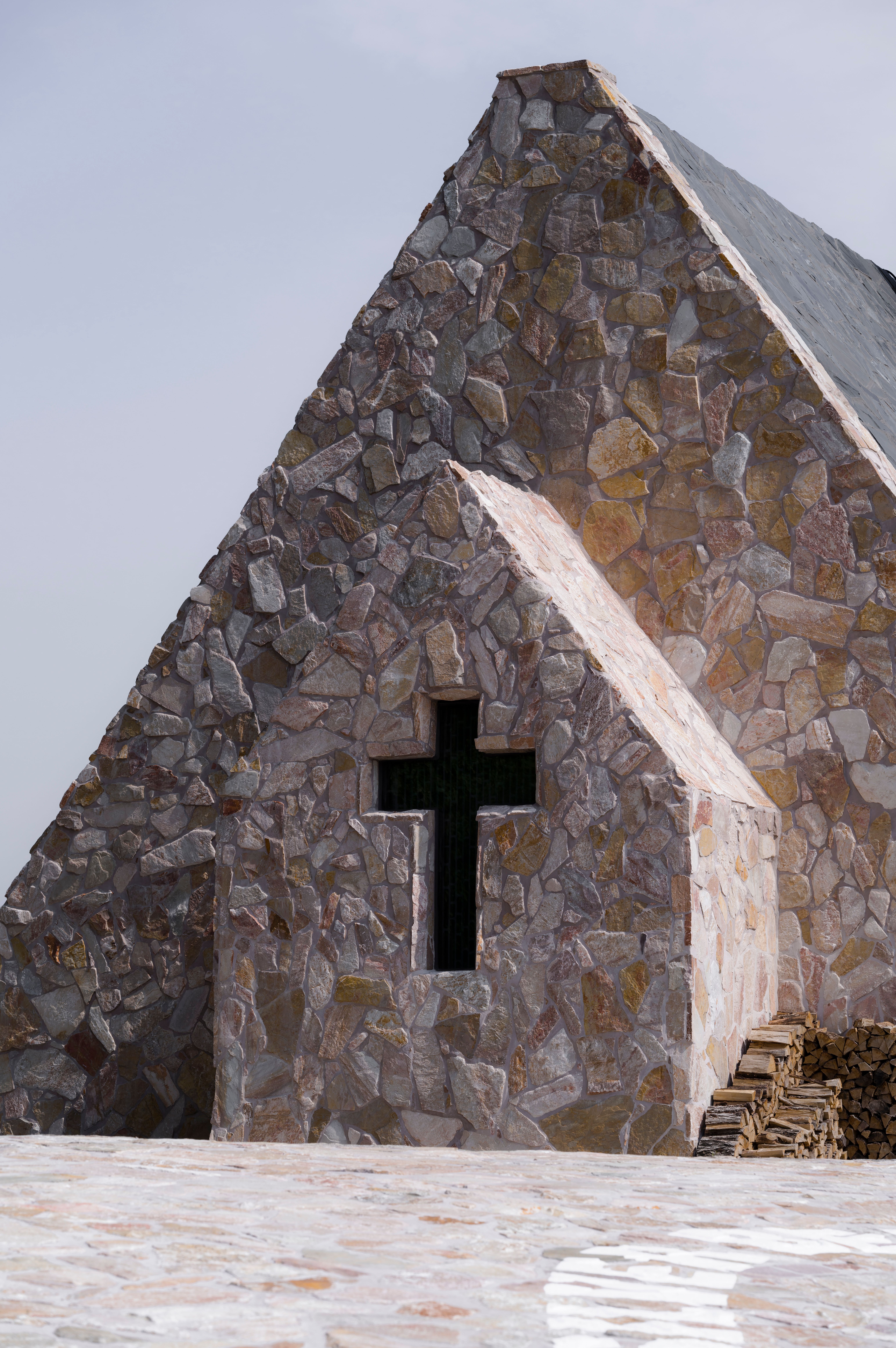Selective Focus of Cross Window on Wall of Church · Free Stock Photo