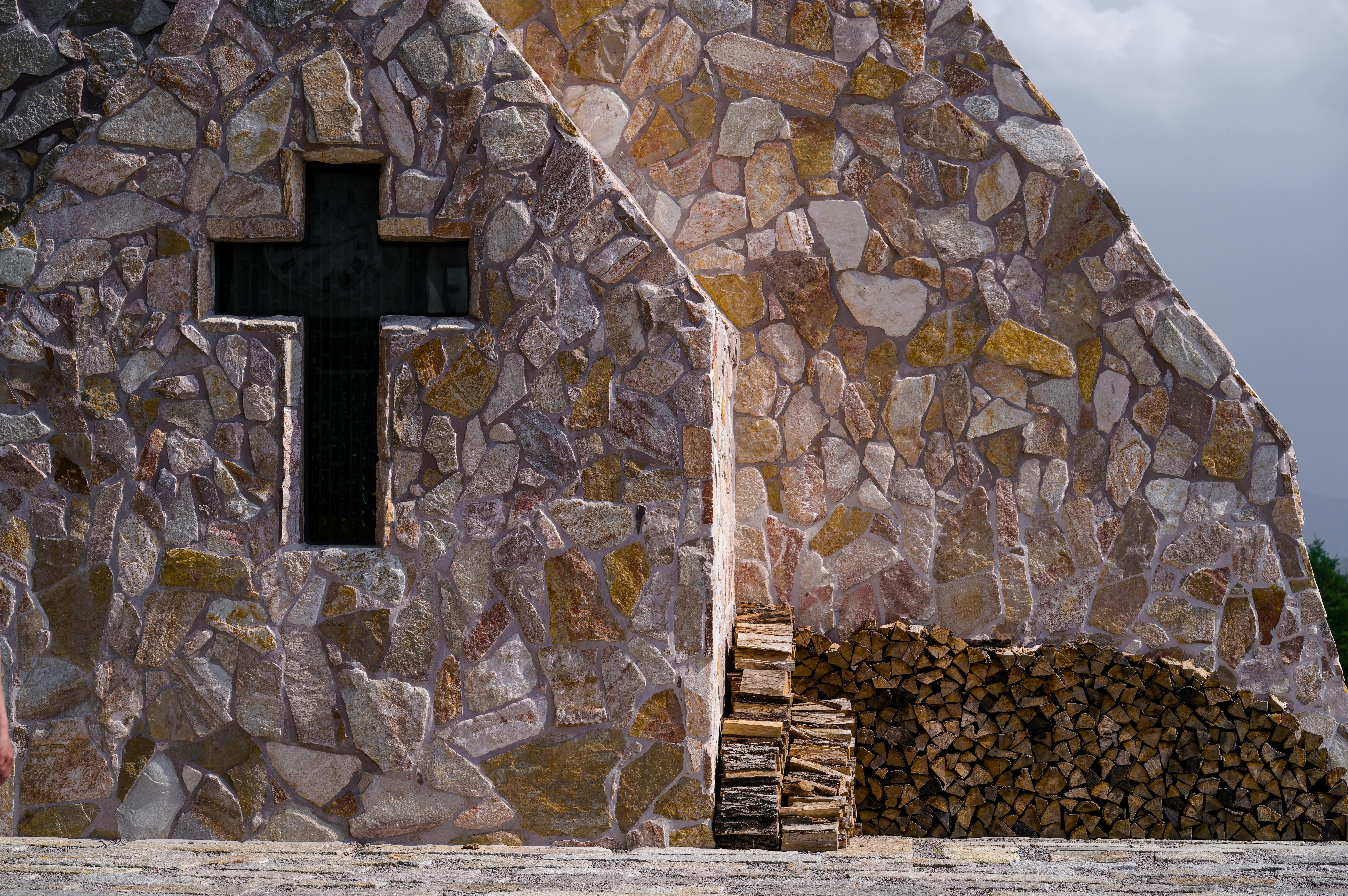 Cross Window on Wall of Church · Free Stock Photo