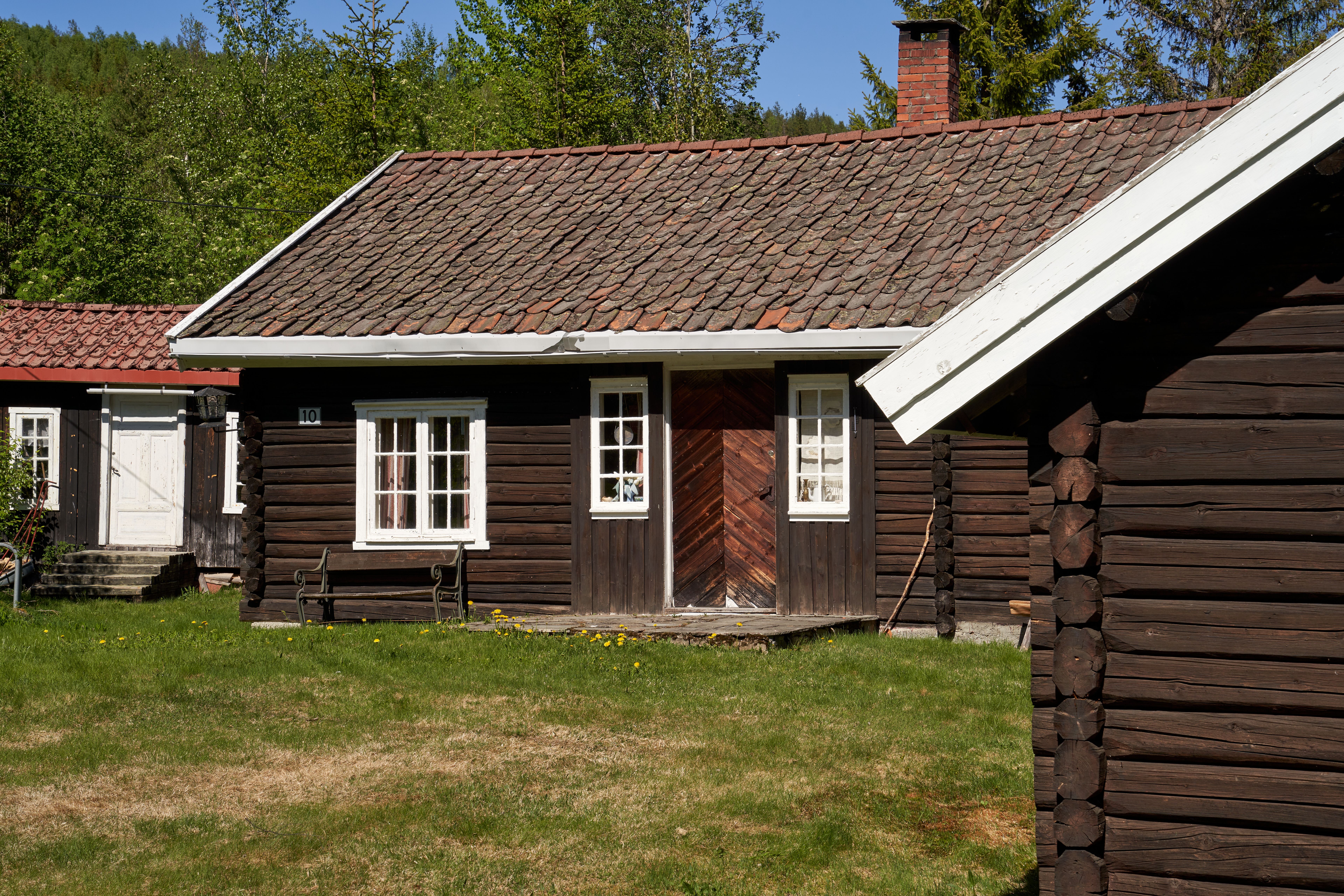 Beautiful traditional log house used as a cabin in the Norwegian wood ...
