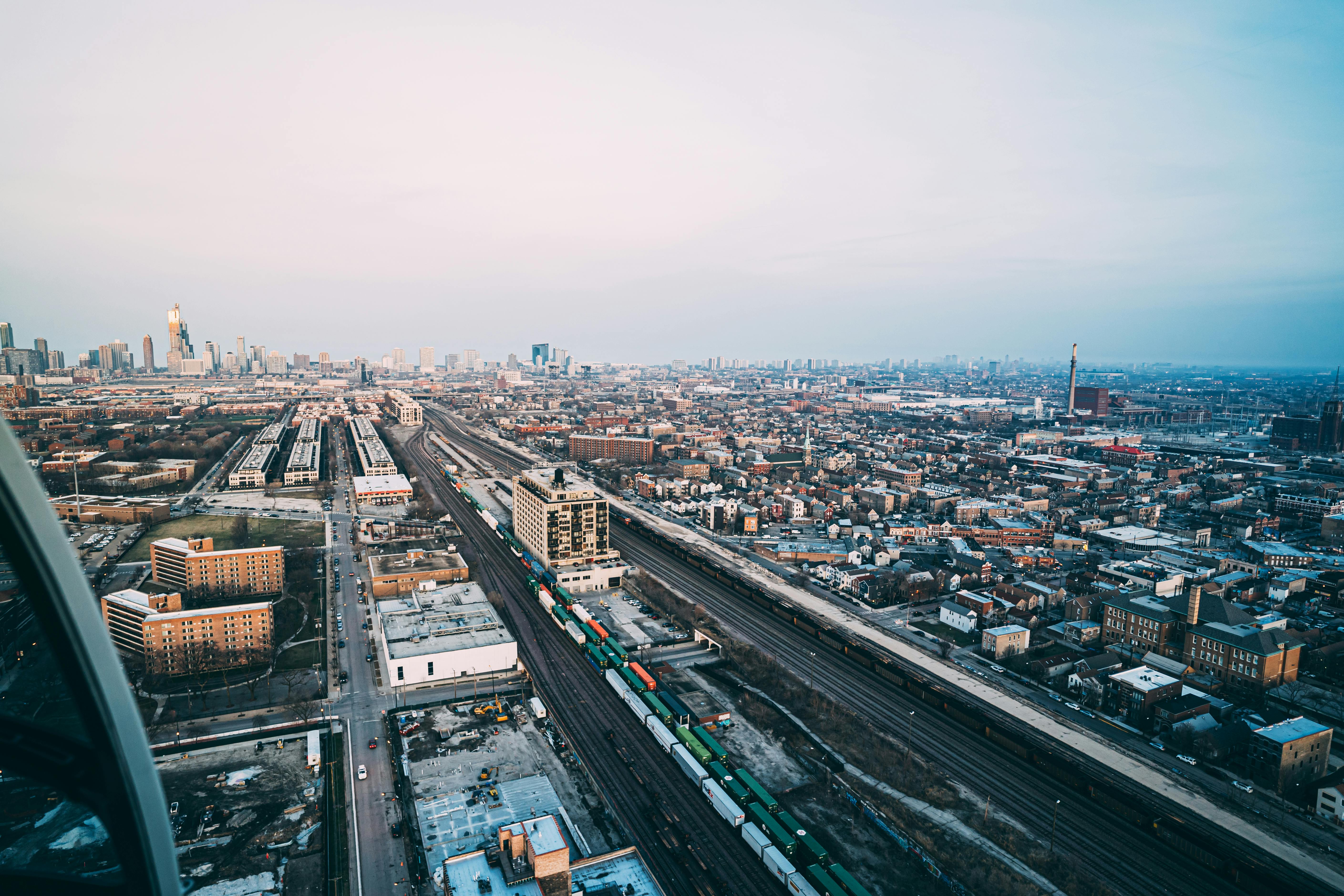 High Angle Photography of High-rise Buildings Near Road during Golden ...