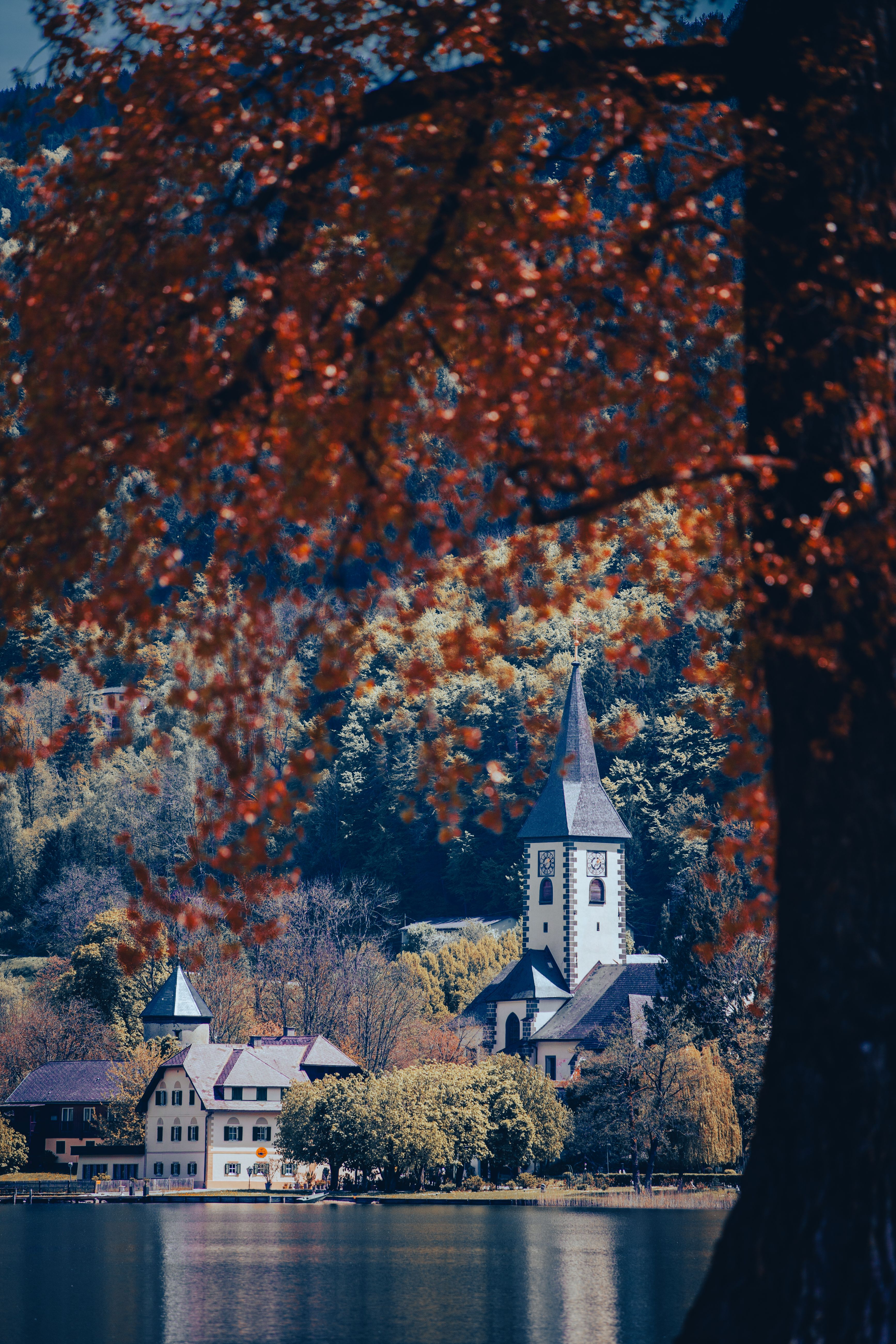 Village with Church by Lake in Austria · Free Stock Photo