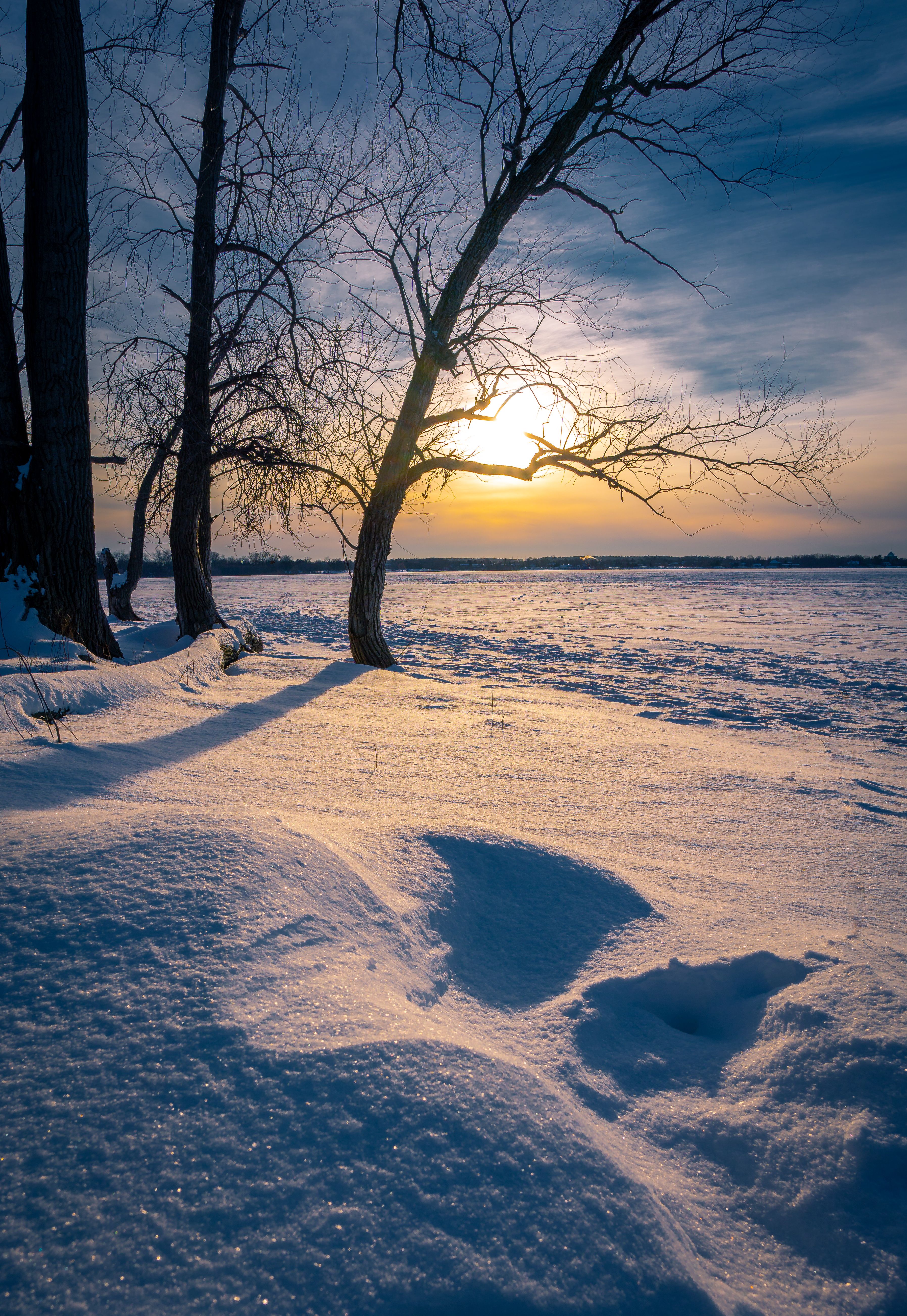 Snow on Field at Sunset · Free Stock Photo