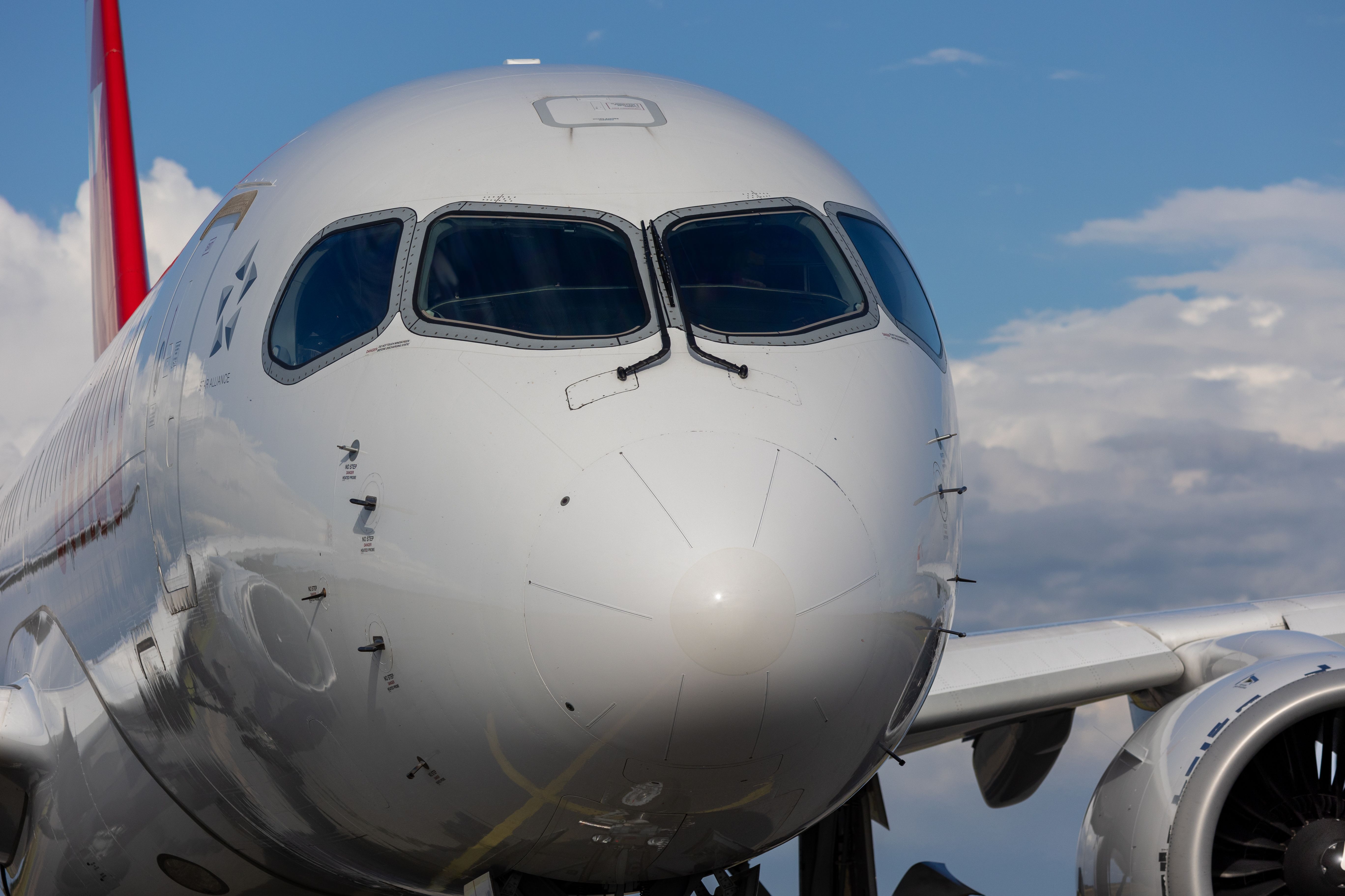 Close-up of the Nose of an Airbus A220 · Free Stock Photo