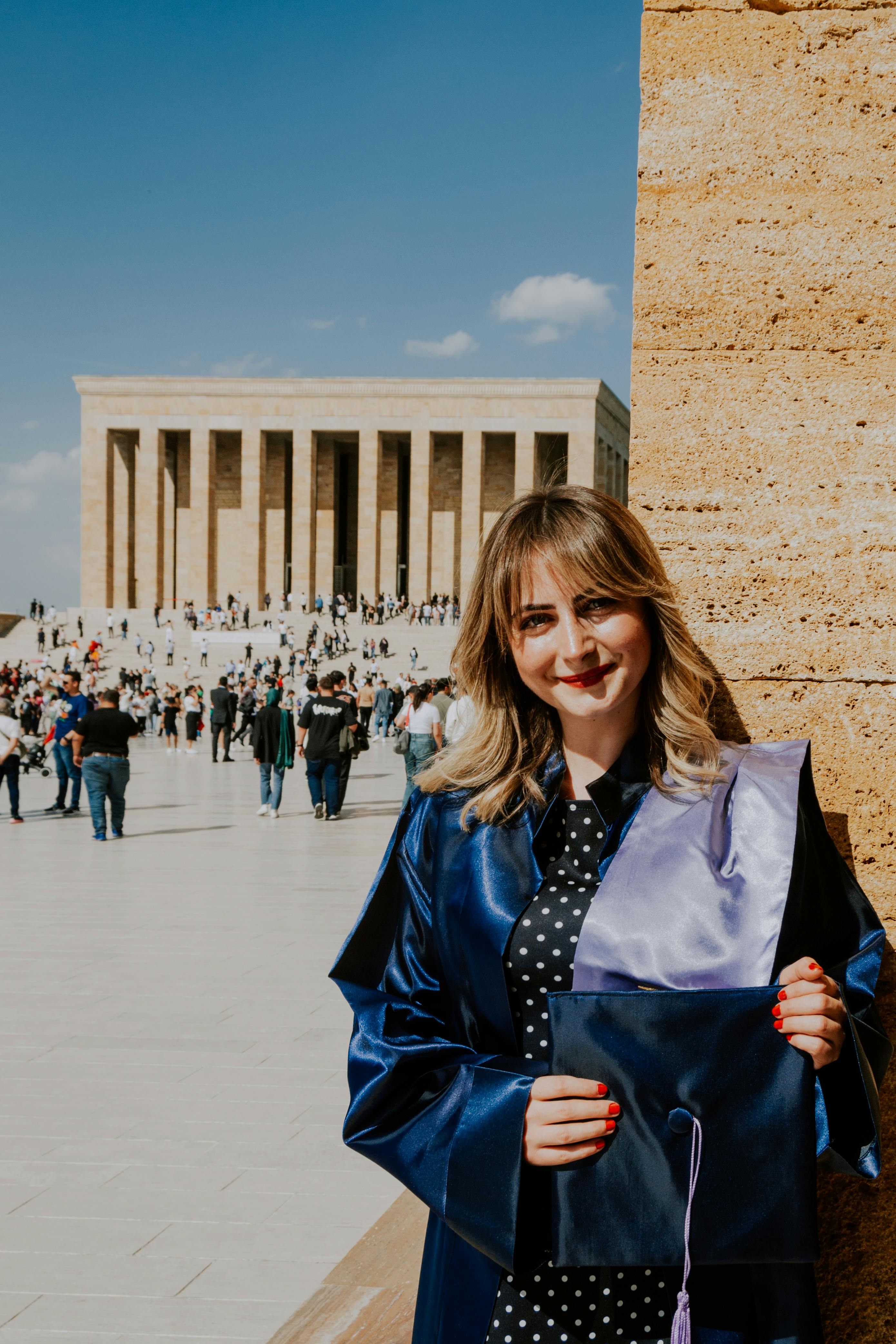 Woman in Academic Regalia Graduation Outfit Posing near Anitkabir ...