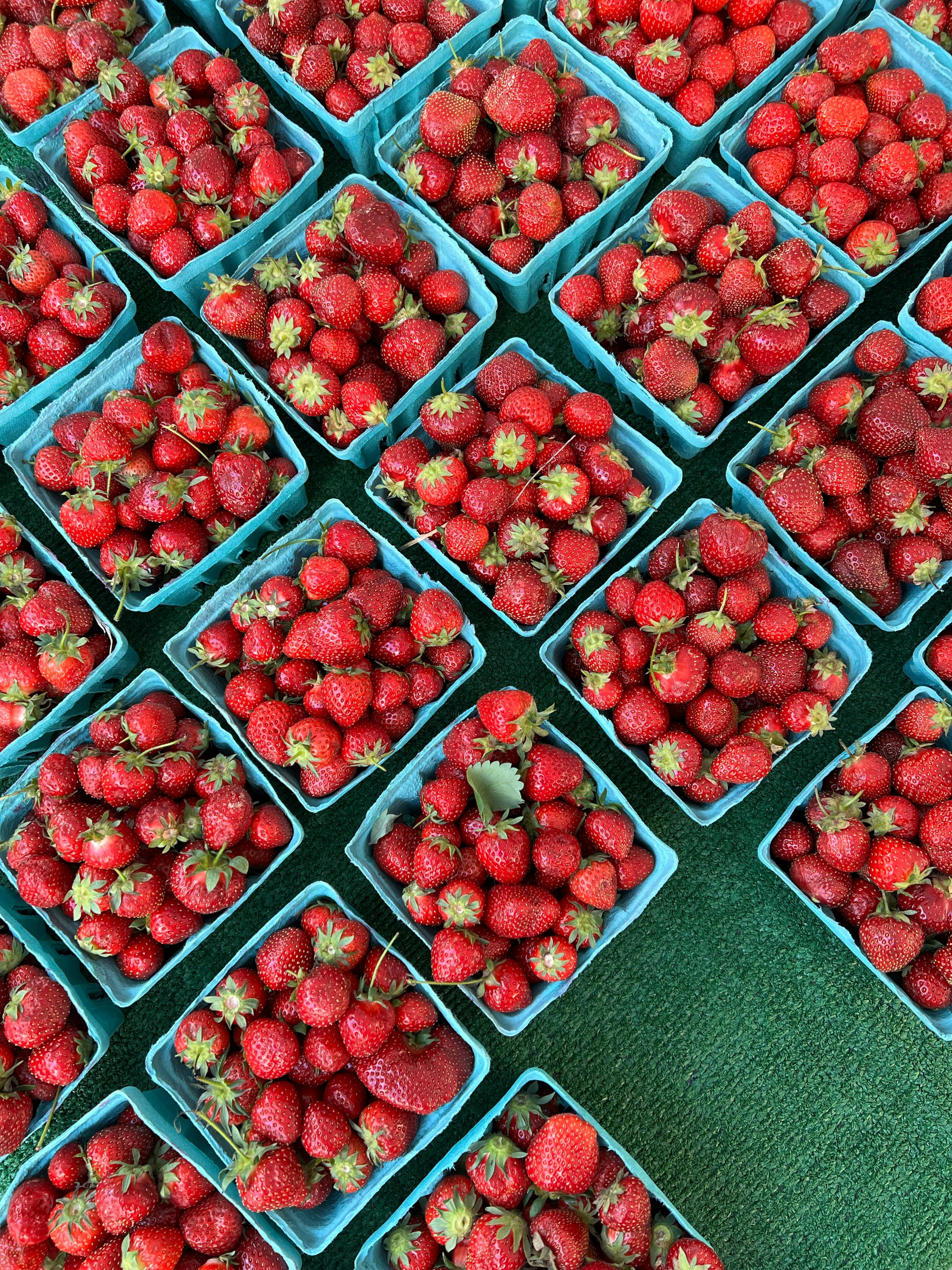 Packs of Fresh Strawberries and Cherries · Free Stock Photo