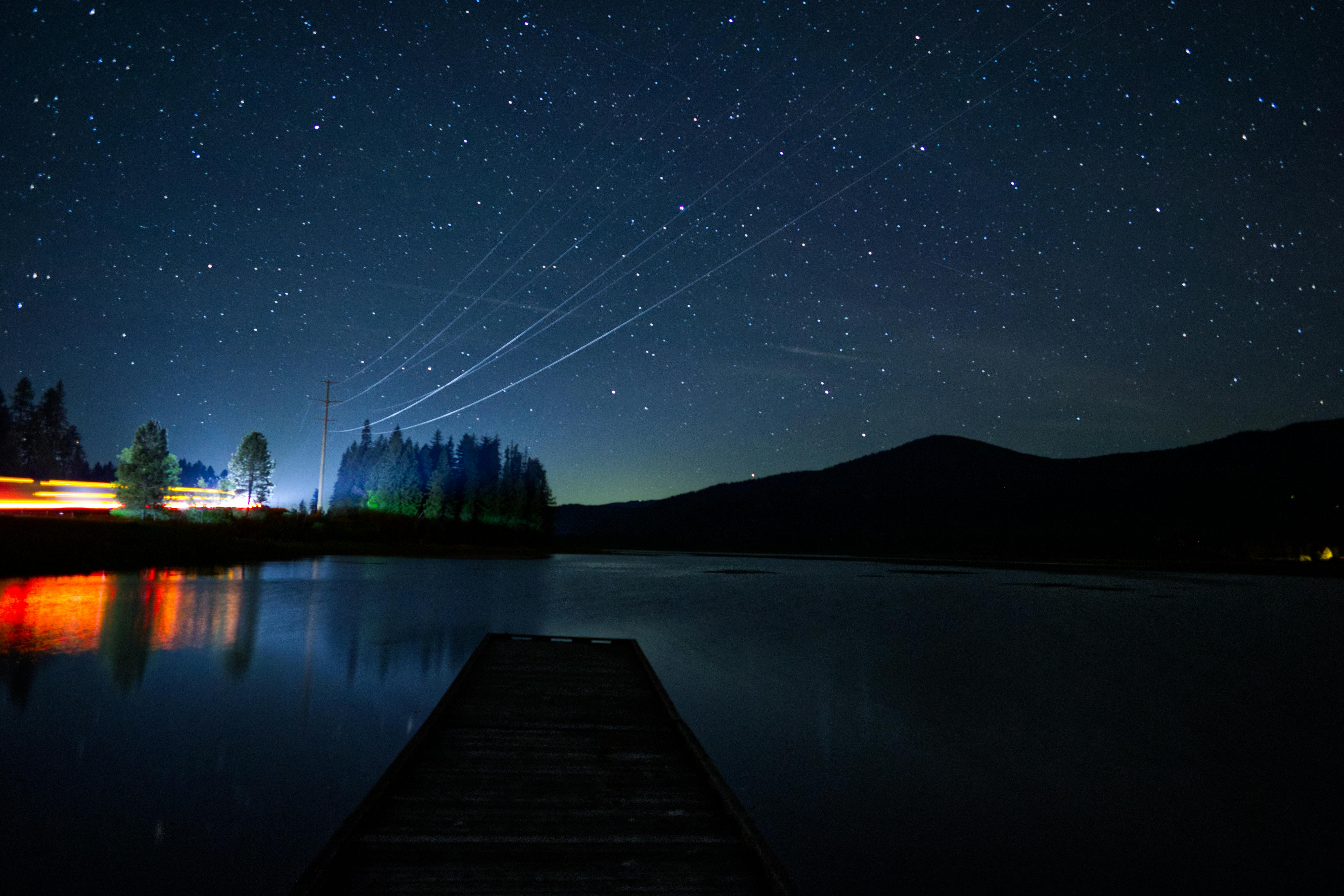 Stars on Night Sky over Lake · Free Stock Photo