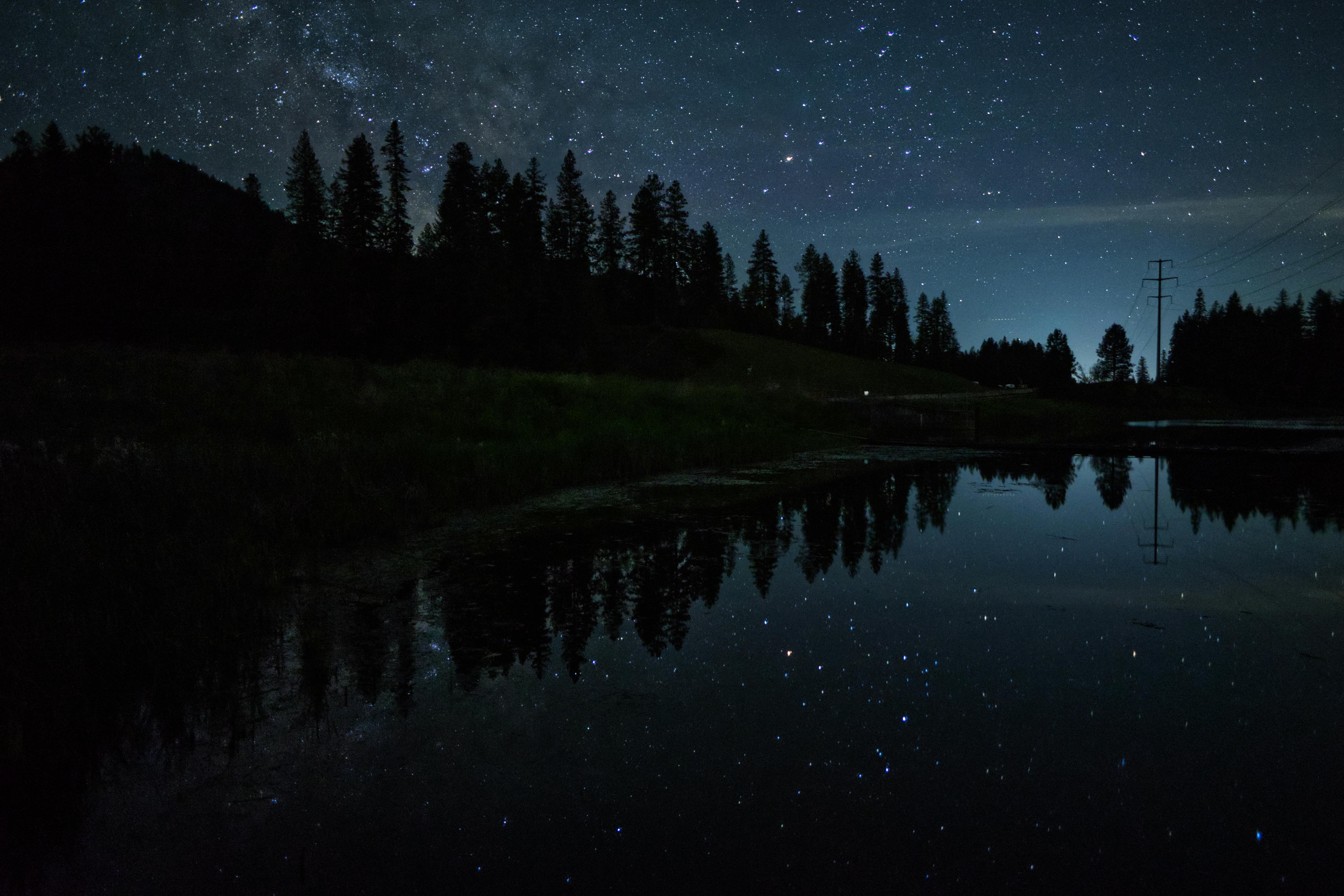 Stars on Night Sky over Lake · Free Stock Photo