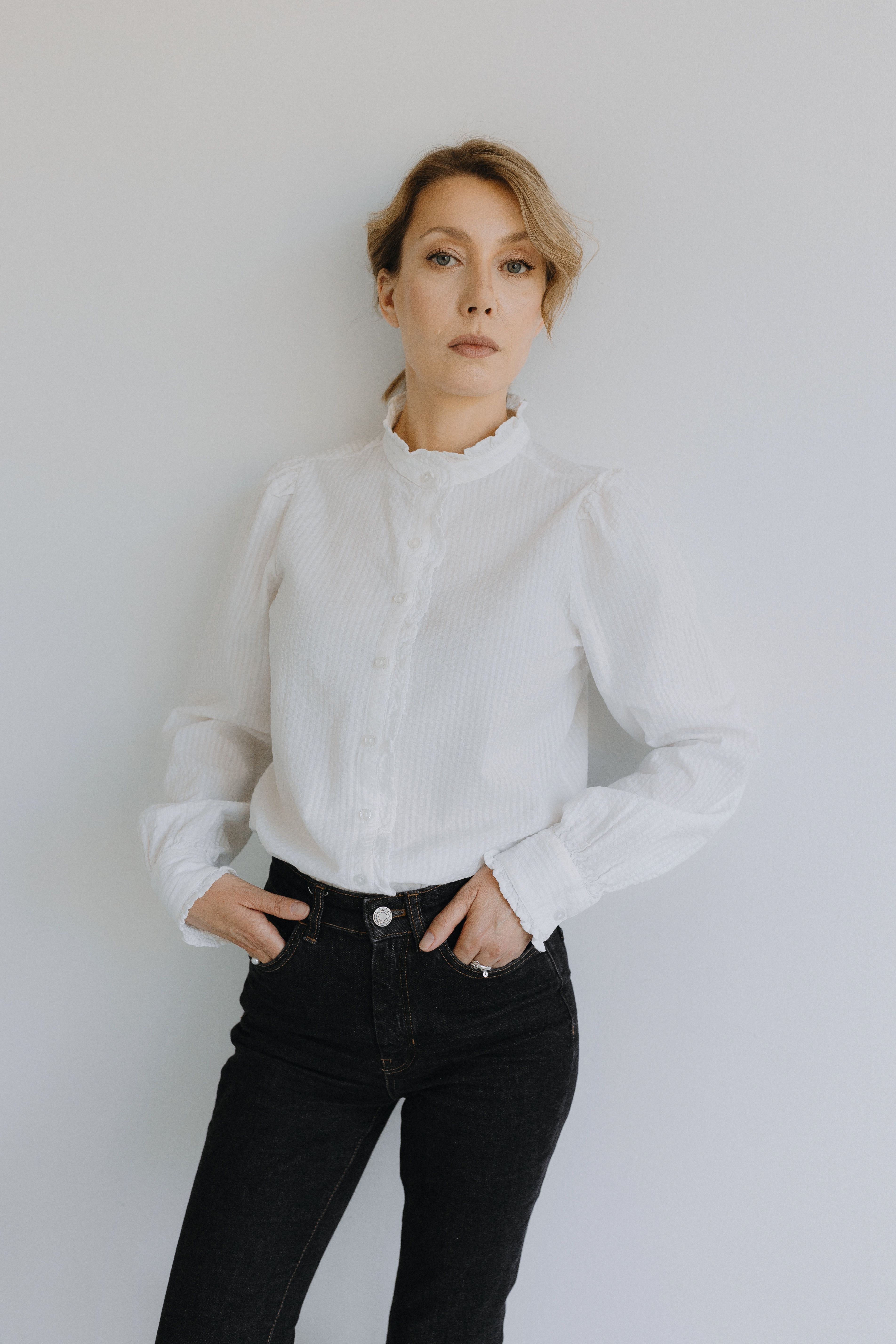 Side Profile of a Woman in White Collared Shirt · Free Stock Photo