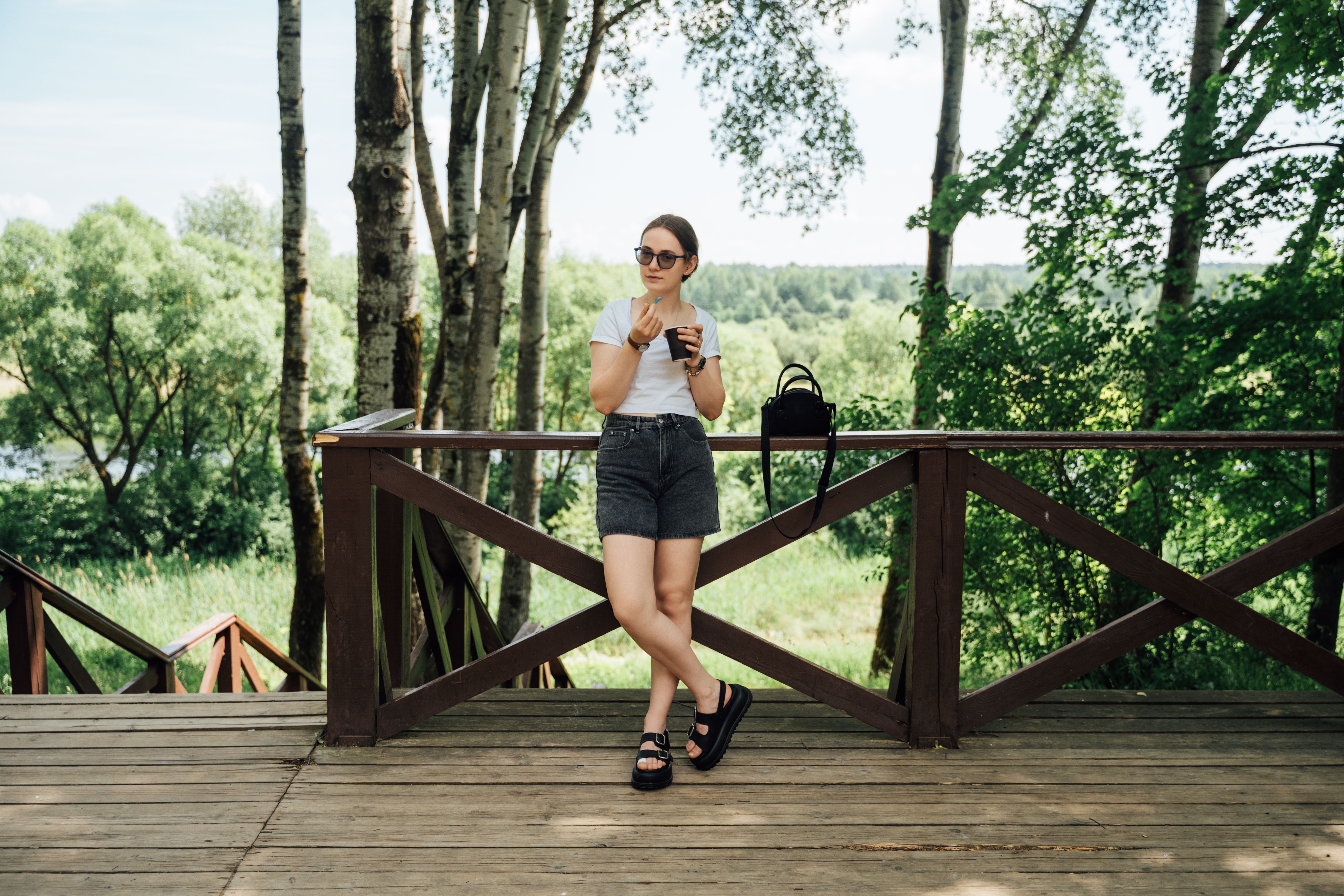 Woman in Shorts and Platform Sandals · Free Stock Photo