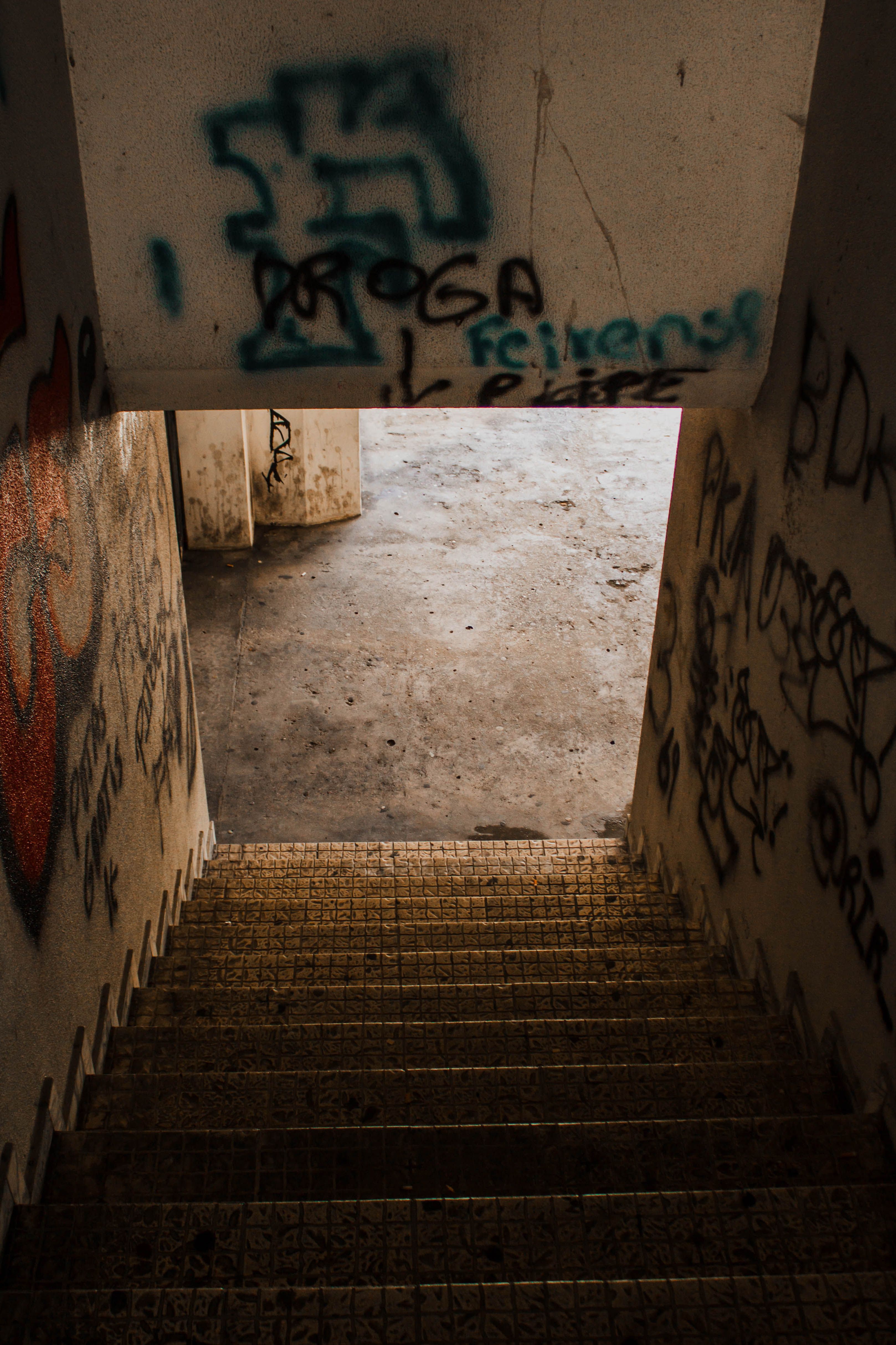 Mosaic Tiled Steps in the Stairwell Scribbled with Graffiti Tags · Free ...