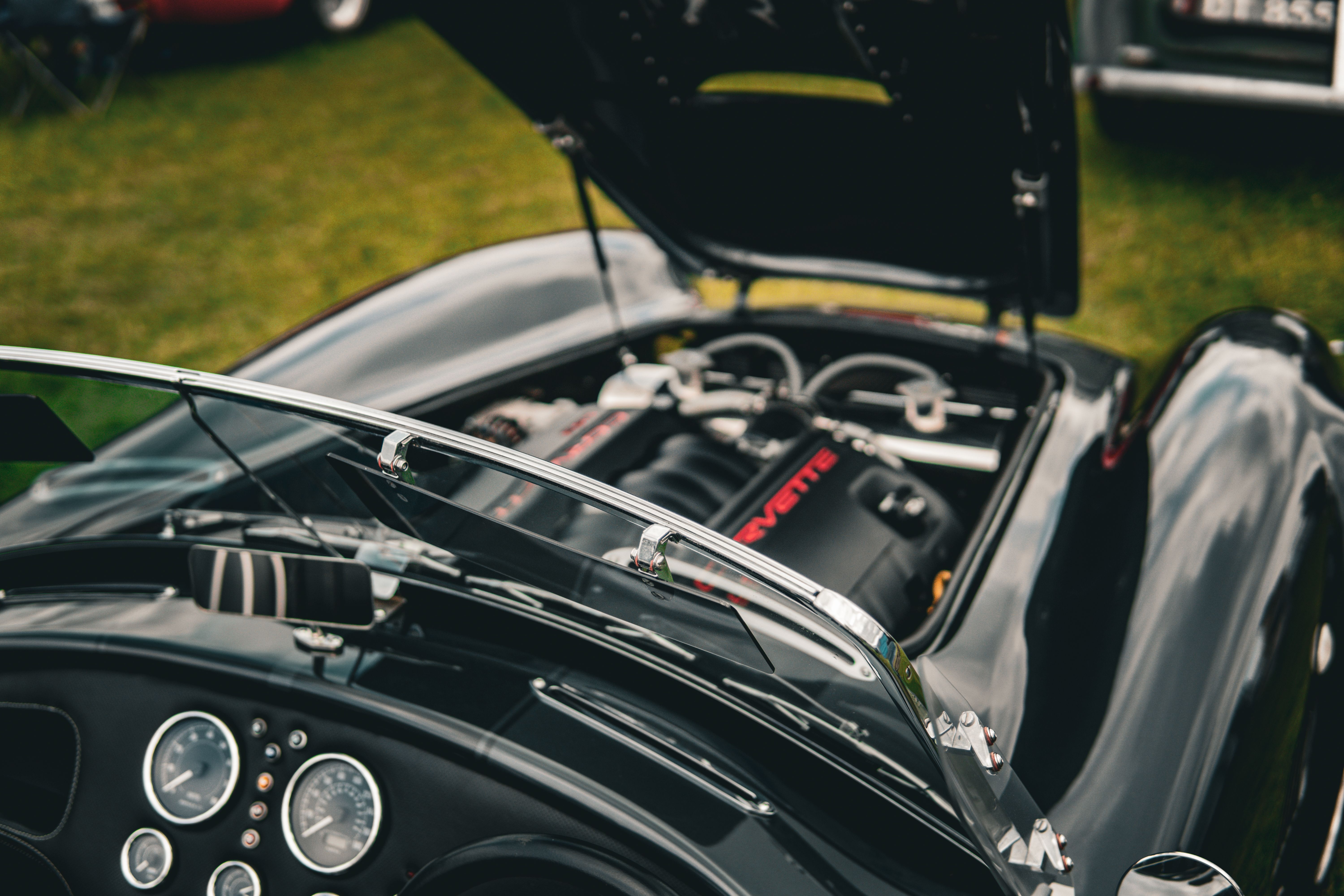 Engine behind Windshield of Cabriolet Car · Free Stock Photo