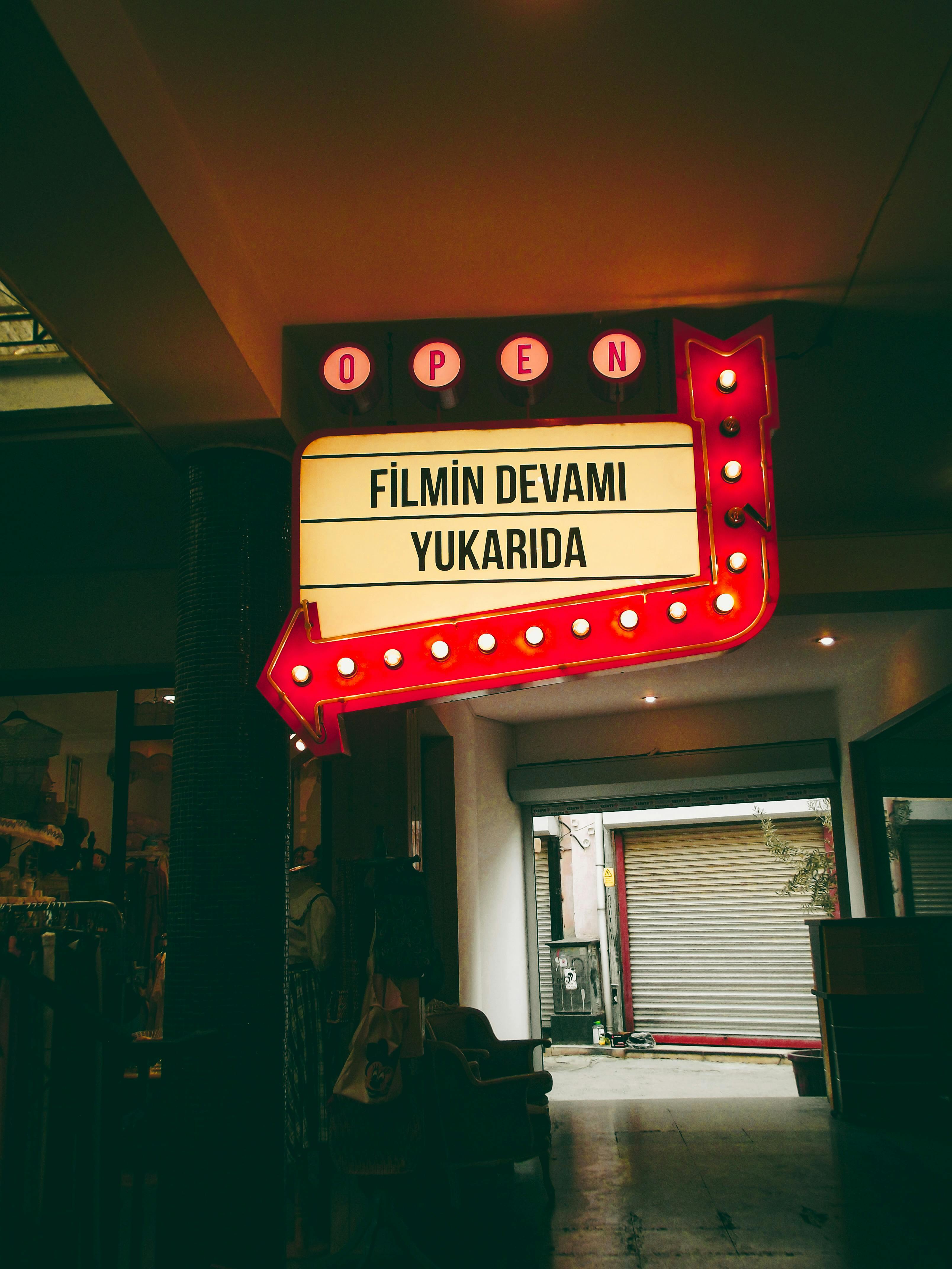 Cinema Illuminated Sign in Turkey · Free Stock Photo