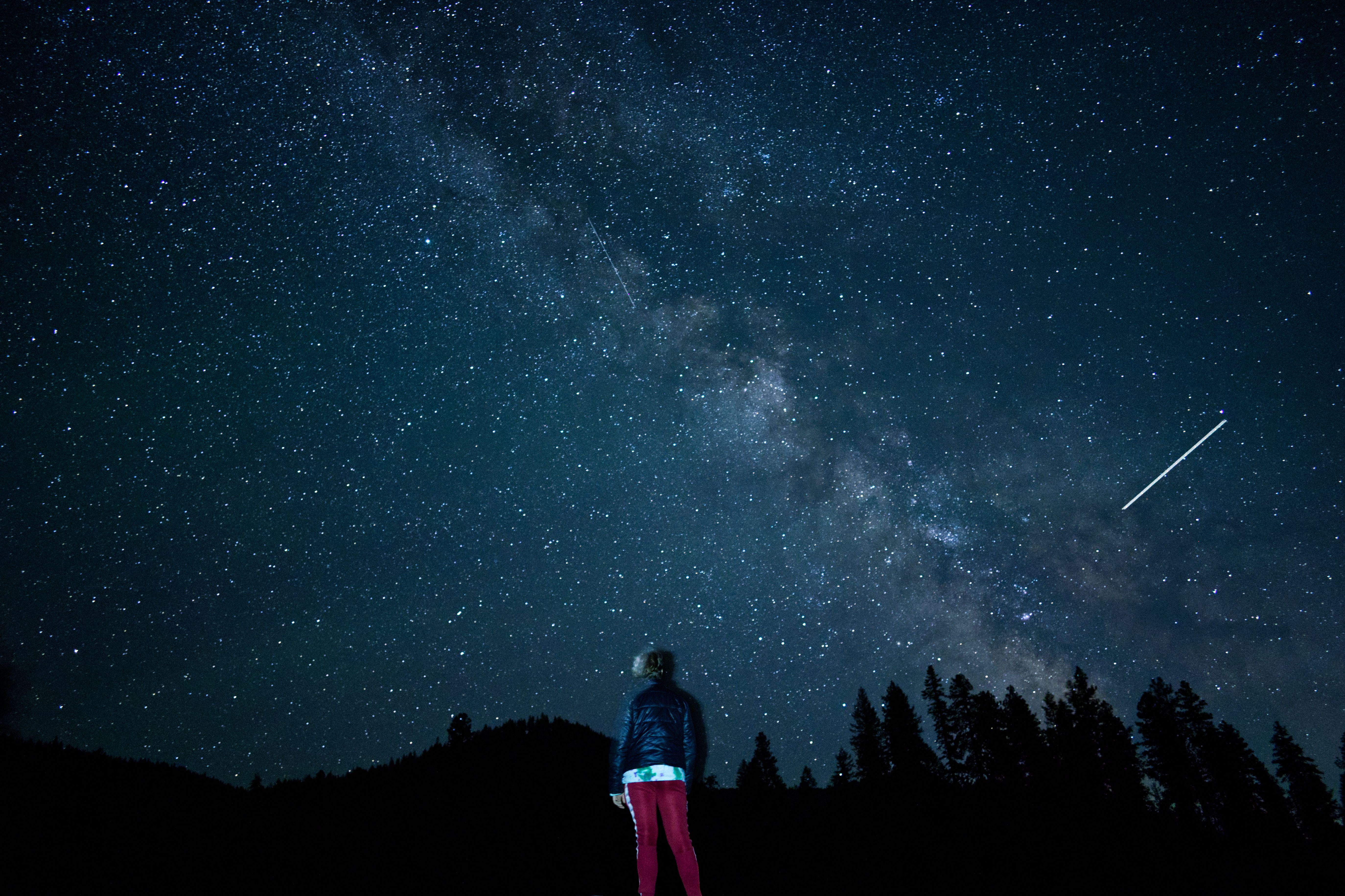 Back View of a Person Looking at a Starry Night · Free Stock Photo