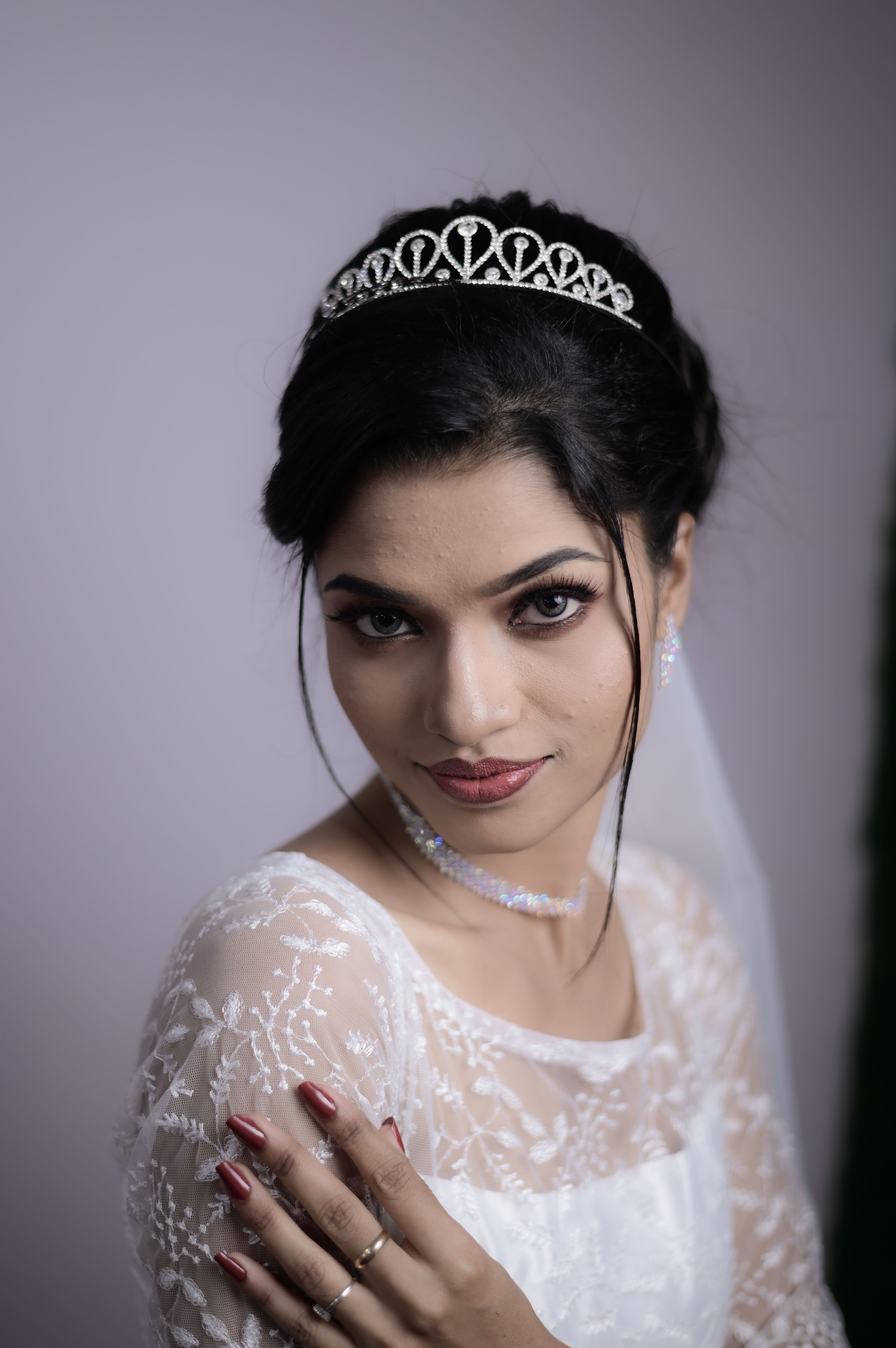 Brunette in Wedding Dress and Tiara · Free Stock Photo