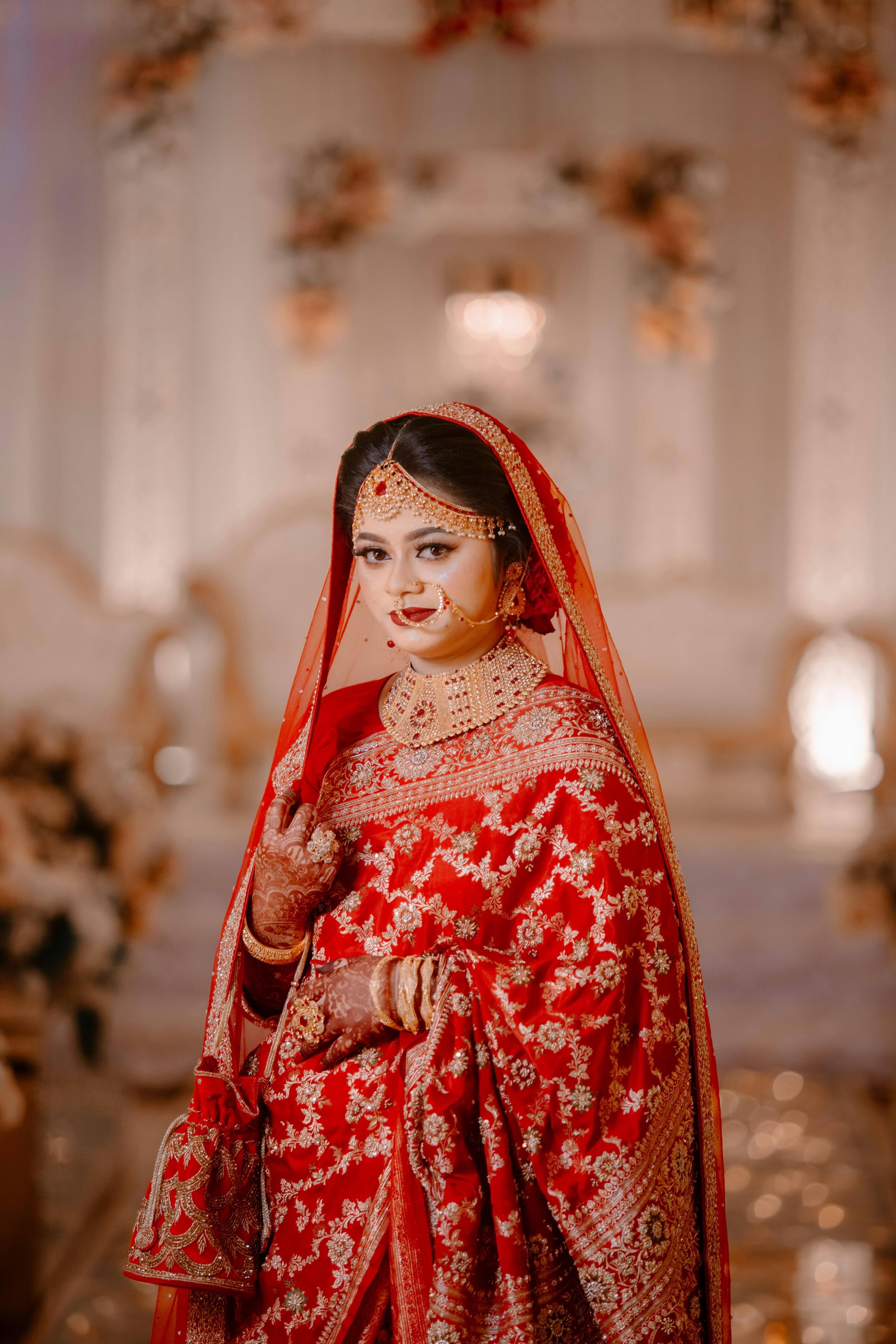 Portrait of Bride in Red, Traditional Wedding Dress · Free Stock Photo