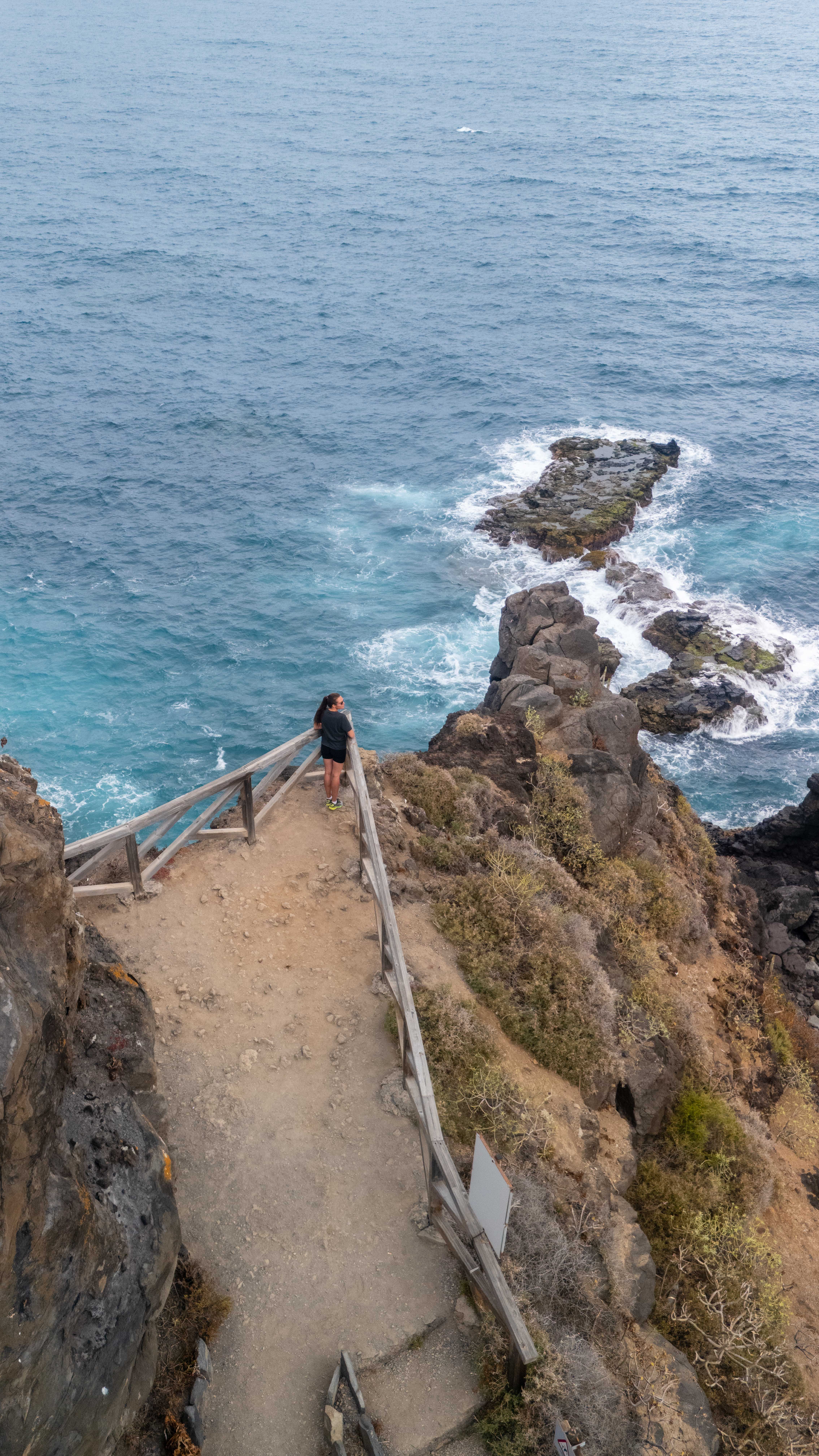 A Woman Standing on a Lookout Point on the Coast · Free Stock Photo