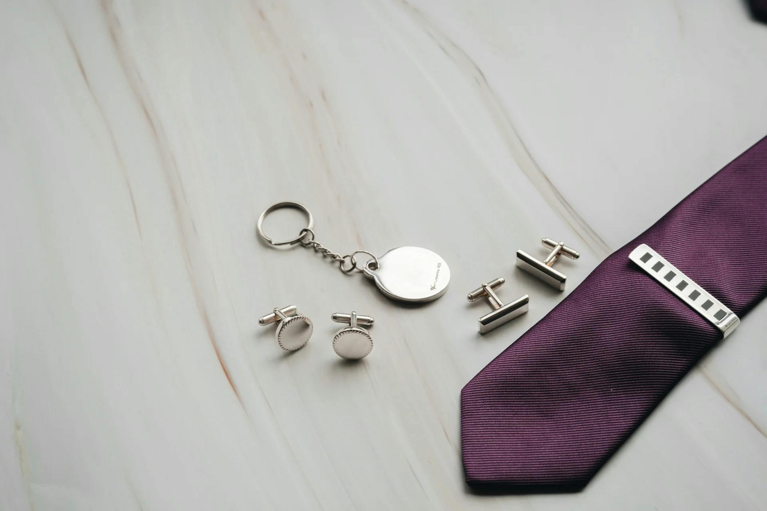 Silver Keychain, Accessories and Tie · Free Stock Photo