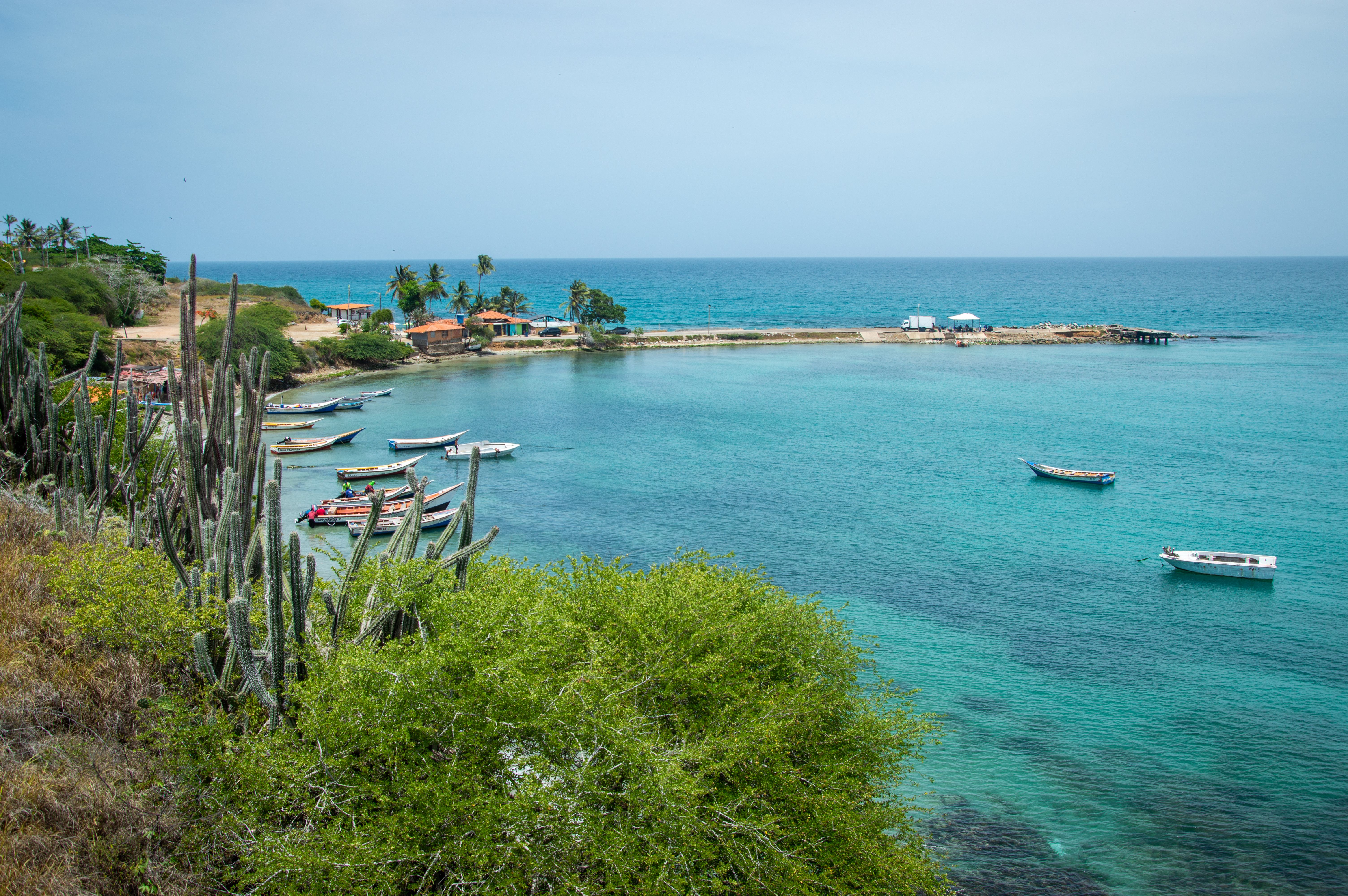 View of Boats in the Port near the Juventud Beach, Pampatar, Venezuela ...